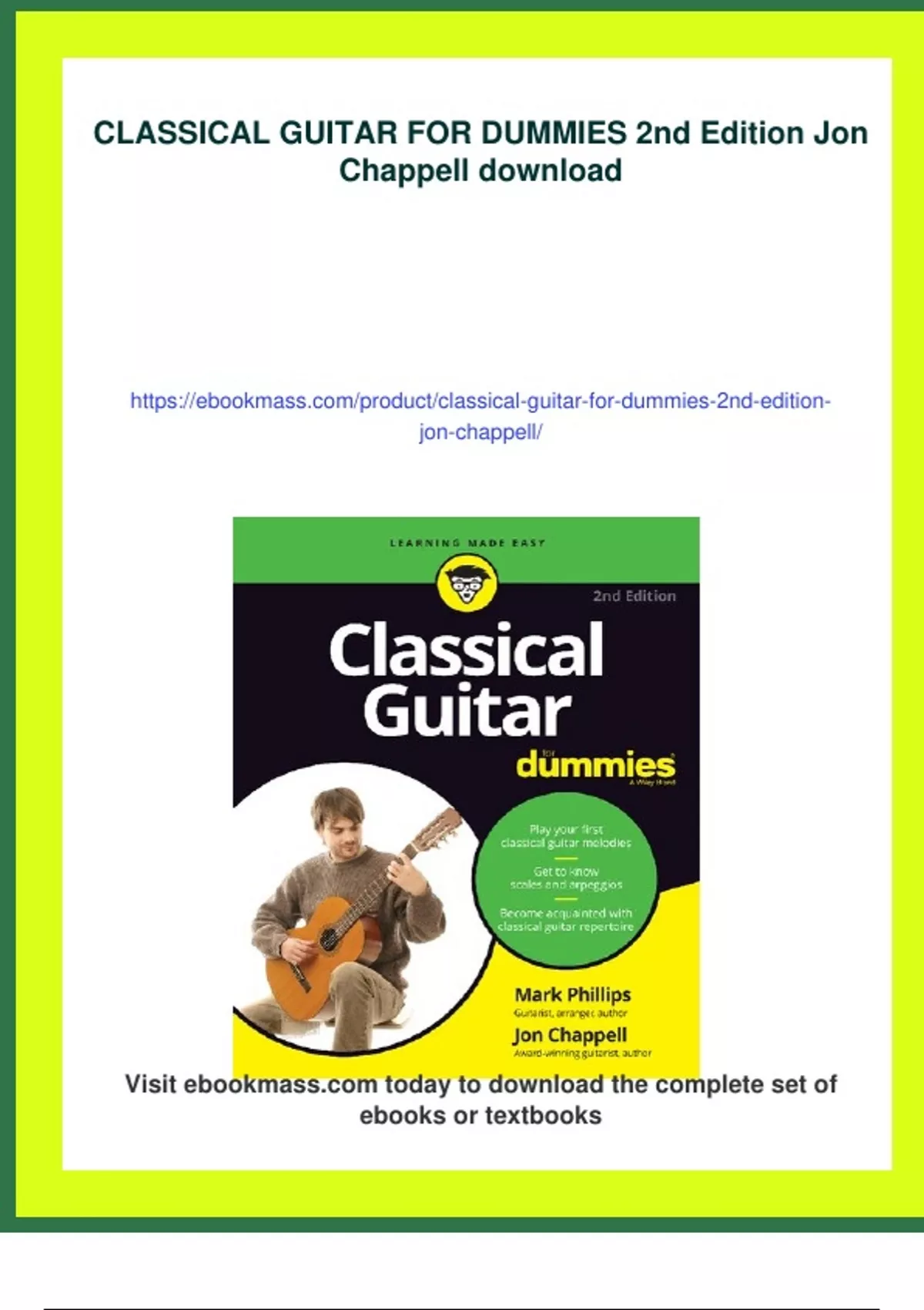 Summary CLASSICAL GUITAR FOR DUMMIES 2nd Edition Jon Chappell - PDF ...