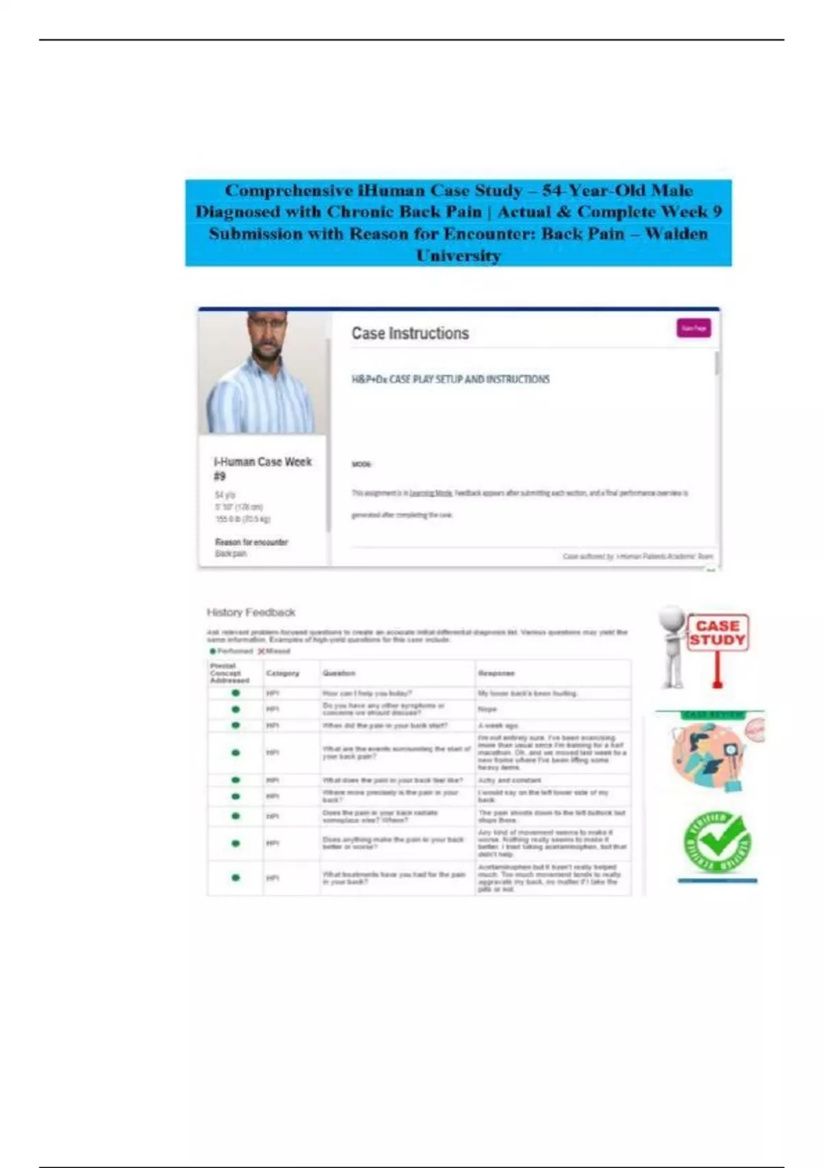 ihuman case week 9 54 year old back pain.COMPREHENSIVE I-Human Case ...