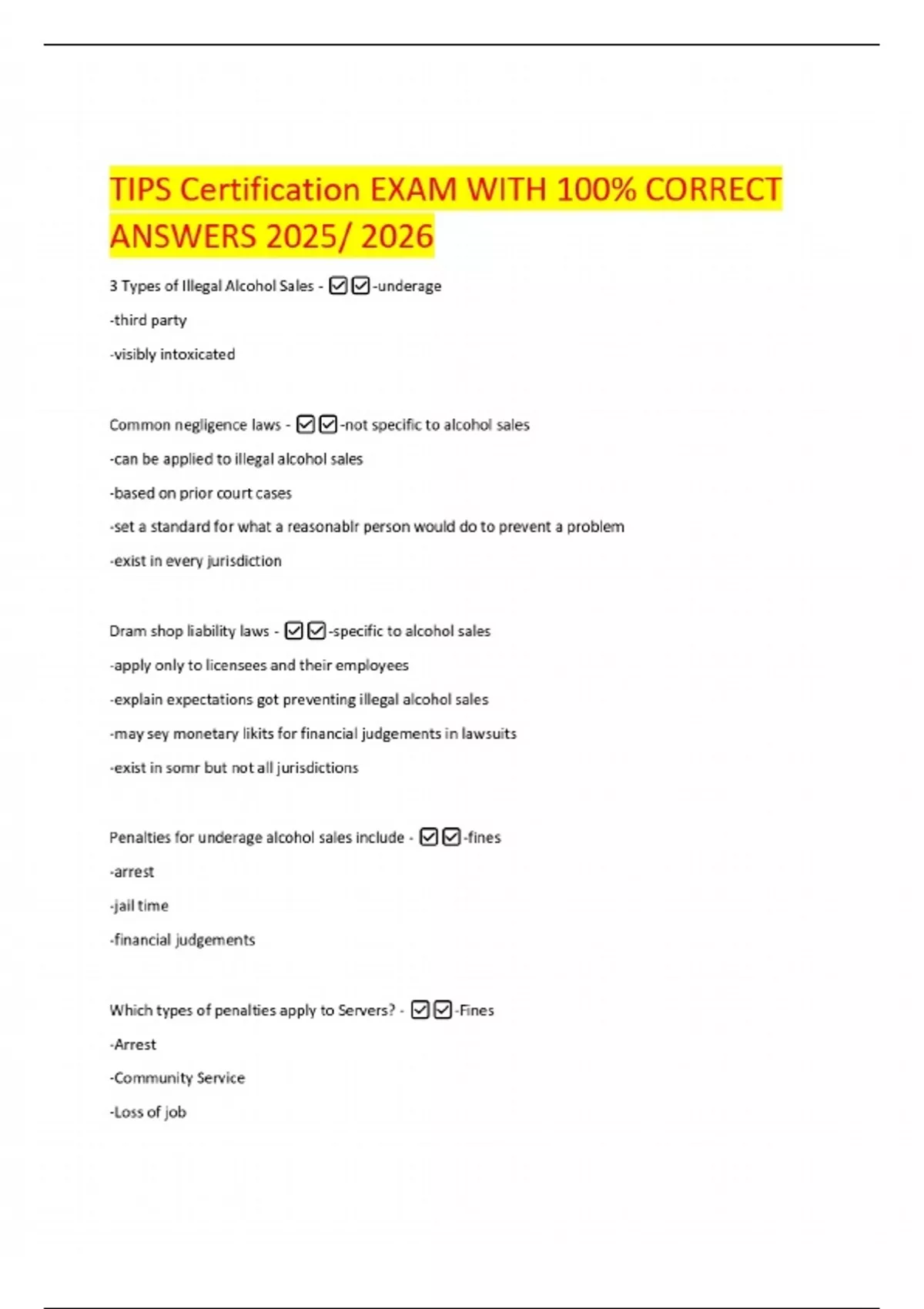 TIPS Certification EXAM WITH 100% CORRECT ANSWERS 2025/ 2026 - Stuvia US