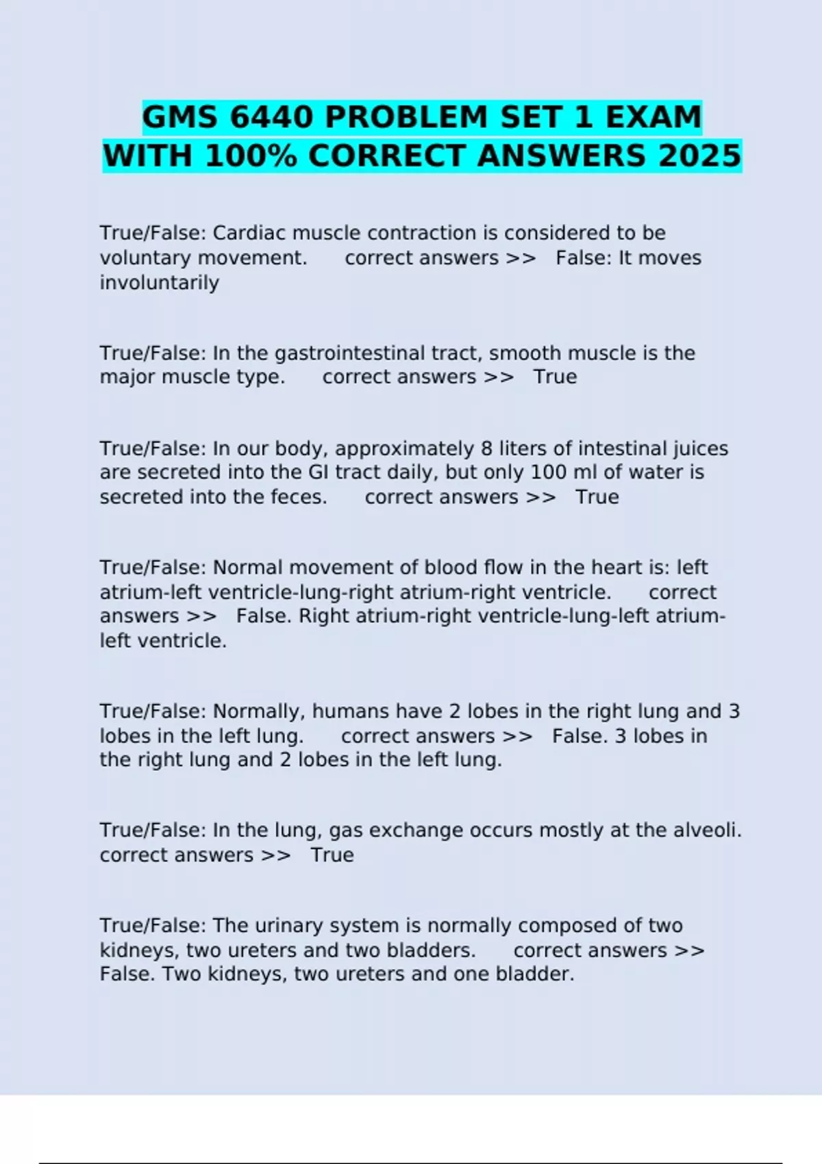 GMS 6440 PROBLEM SET 1 EXAM WITH 100% CORRECT ANSWERS 2025 - GMS 6440 PROBLEM SET 1 EXA - Stuvia US