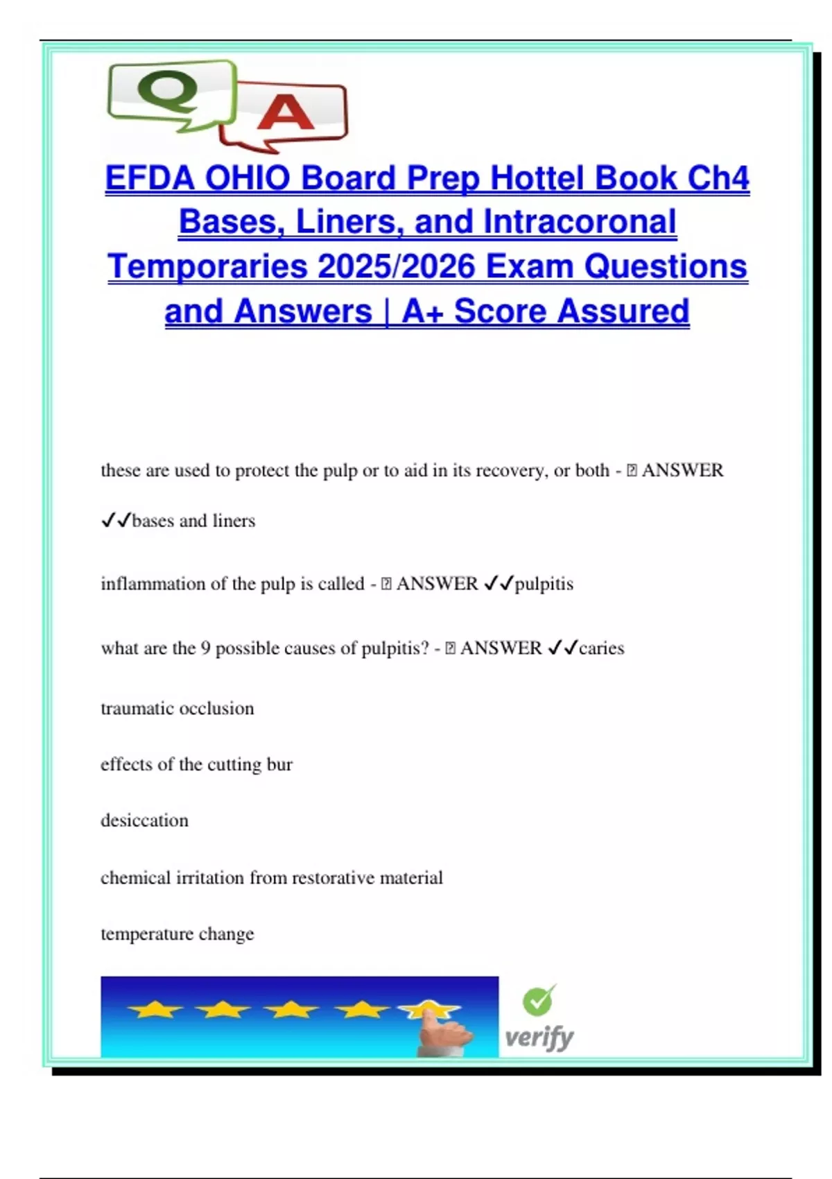 EFDA Ohio Board Prep – Chapter 4 Bases (2025/2026) – 80 Verified Q&As ...