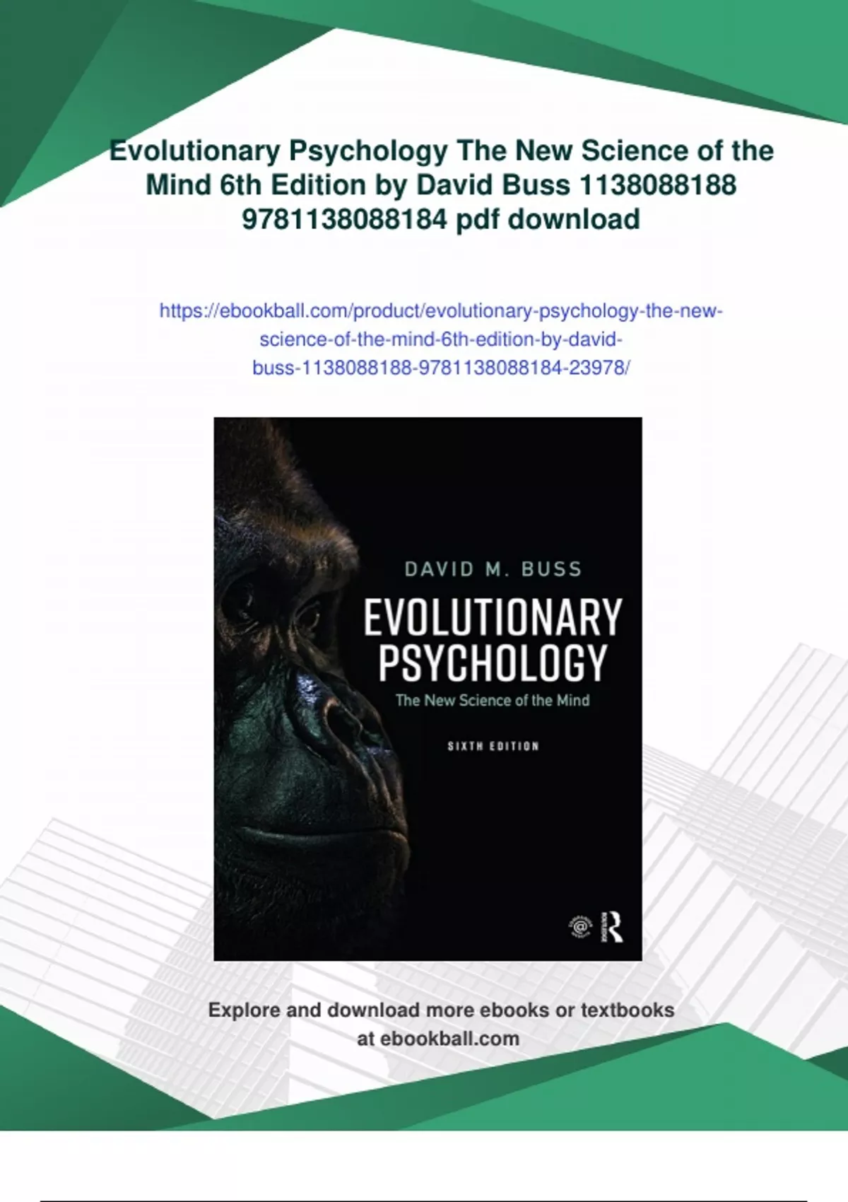 Summary Evolutionary Psychology The New Science of the Mind 6th Edition ...