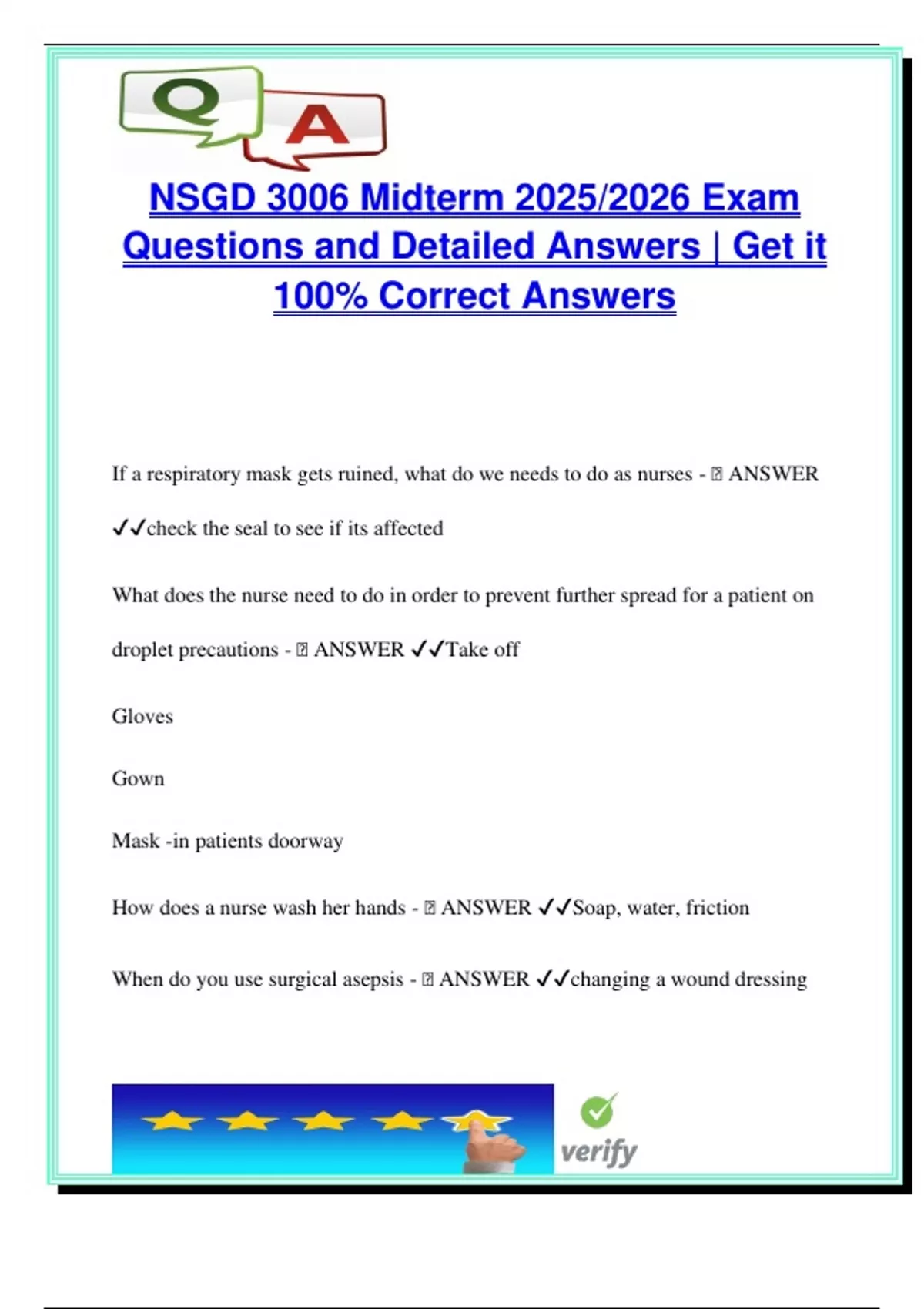 NSGD 3006 Midterm Exam (2025/2026) – 100+ Verified Questions on ...