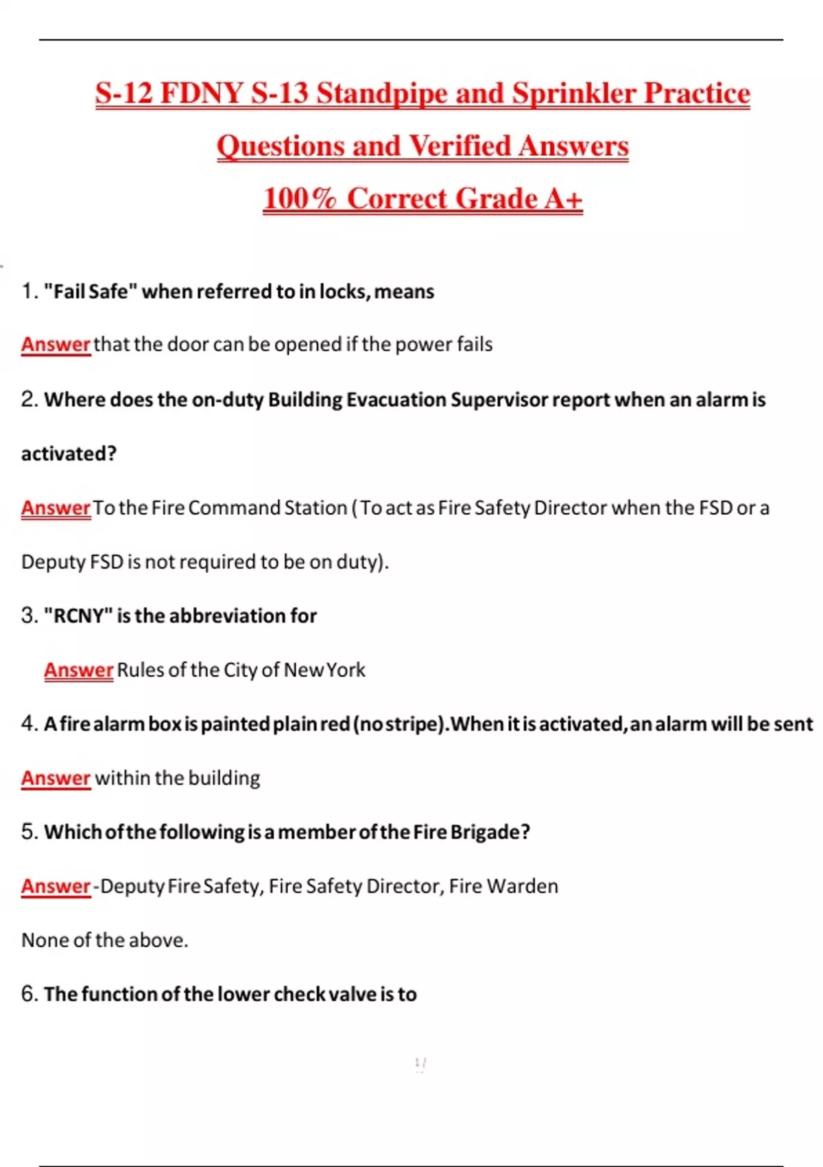 S-12 S-13 Standpipe and Sprinkler Practice Questions | Actual Questions ...