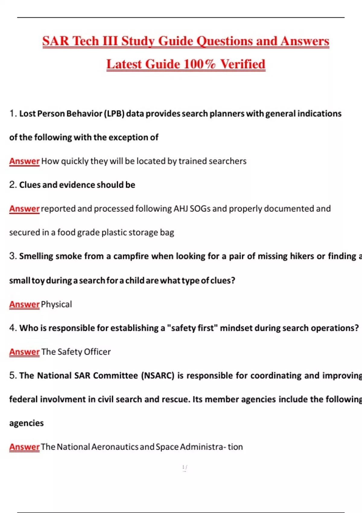 SAR Tech III Study Guide Questions and Answers Latest Guide 100% ...