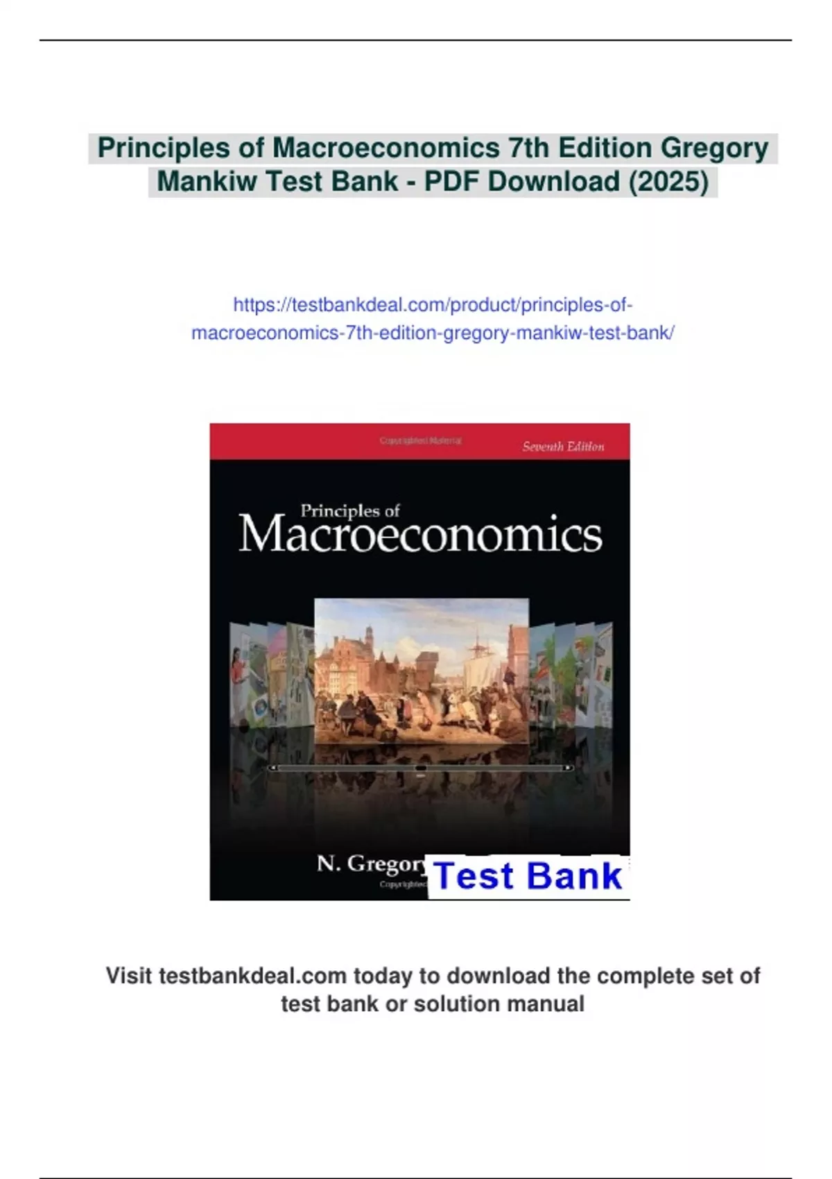 Summary Principles of Macroeconomics 7th Edition Gregory Mankiw Test ...