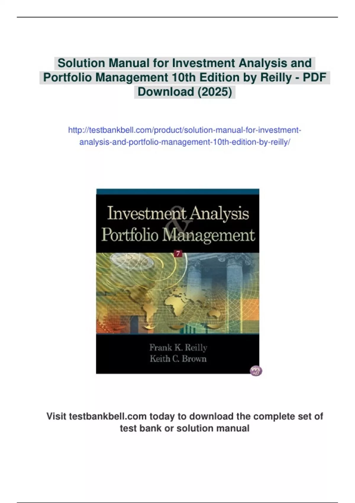 Summary Solution Manual for Investment Analysis and Portfolio ...