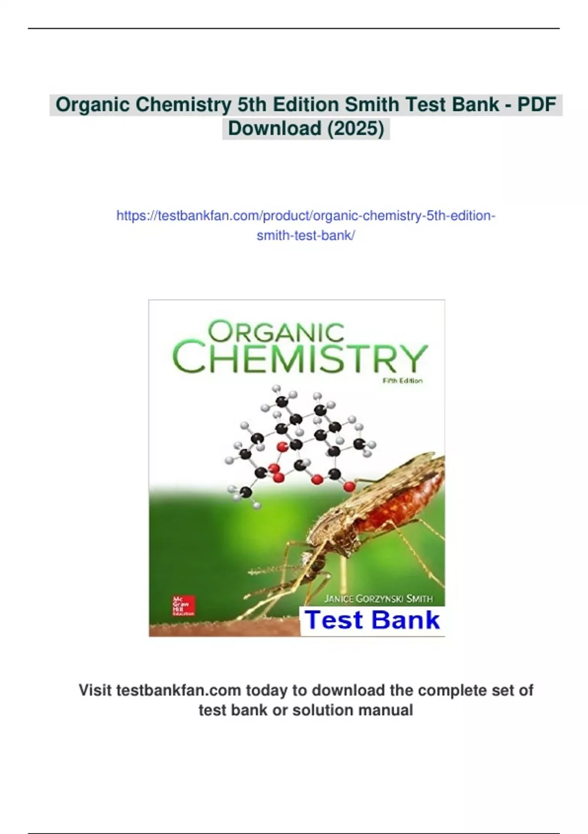 Summary Organic Chemistry 5th Edition Smith Test Bank - Digital ...