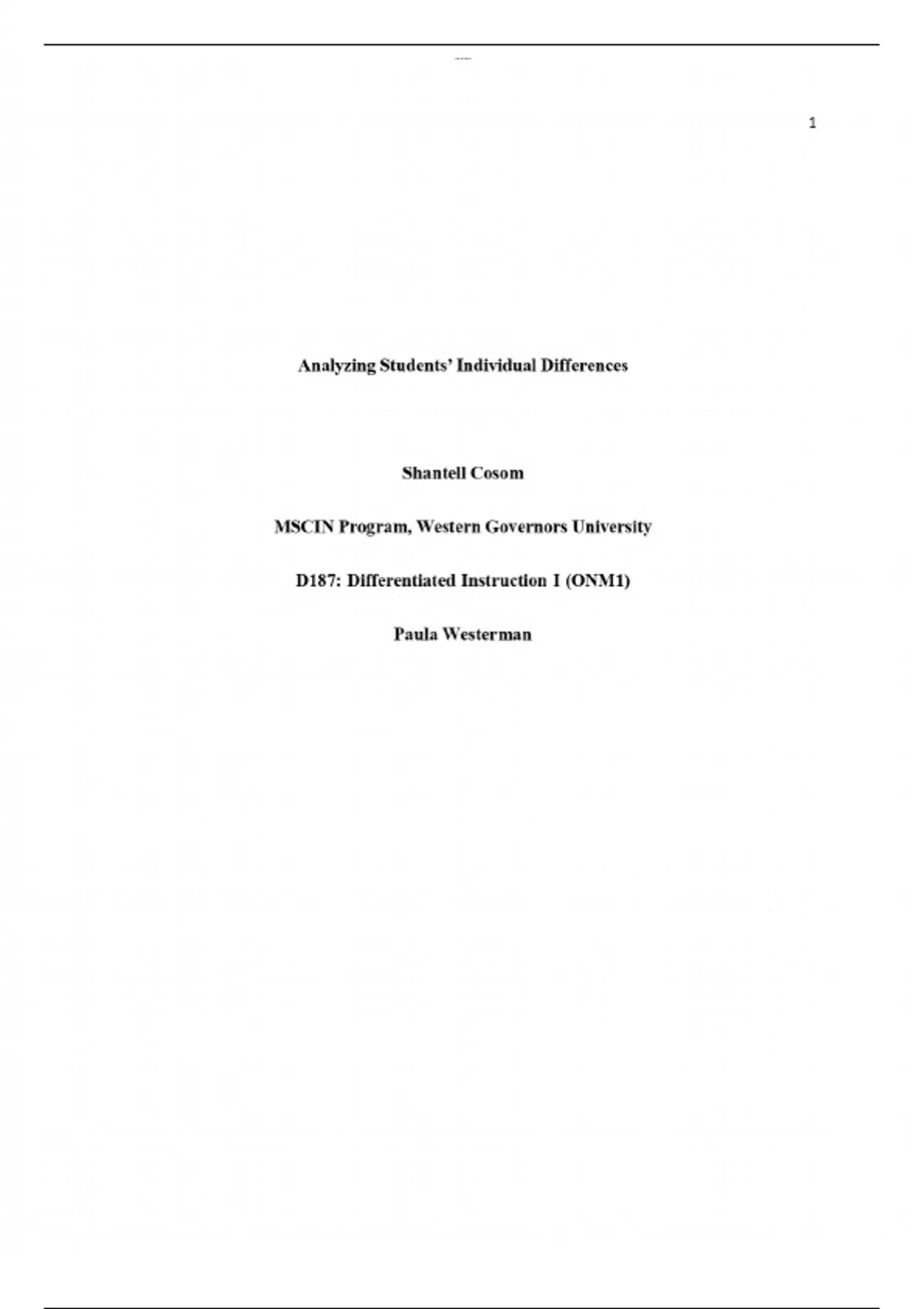 WGU D411 Task 1 With Complete Solutions 2025 - WGU D411 - Stuvia US