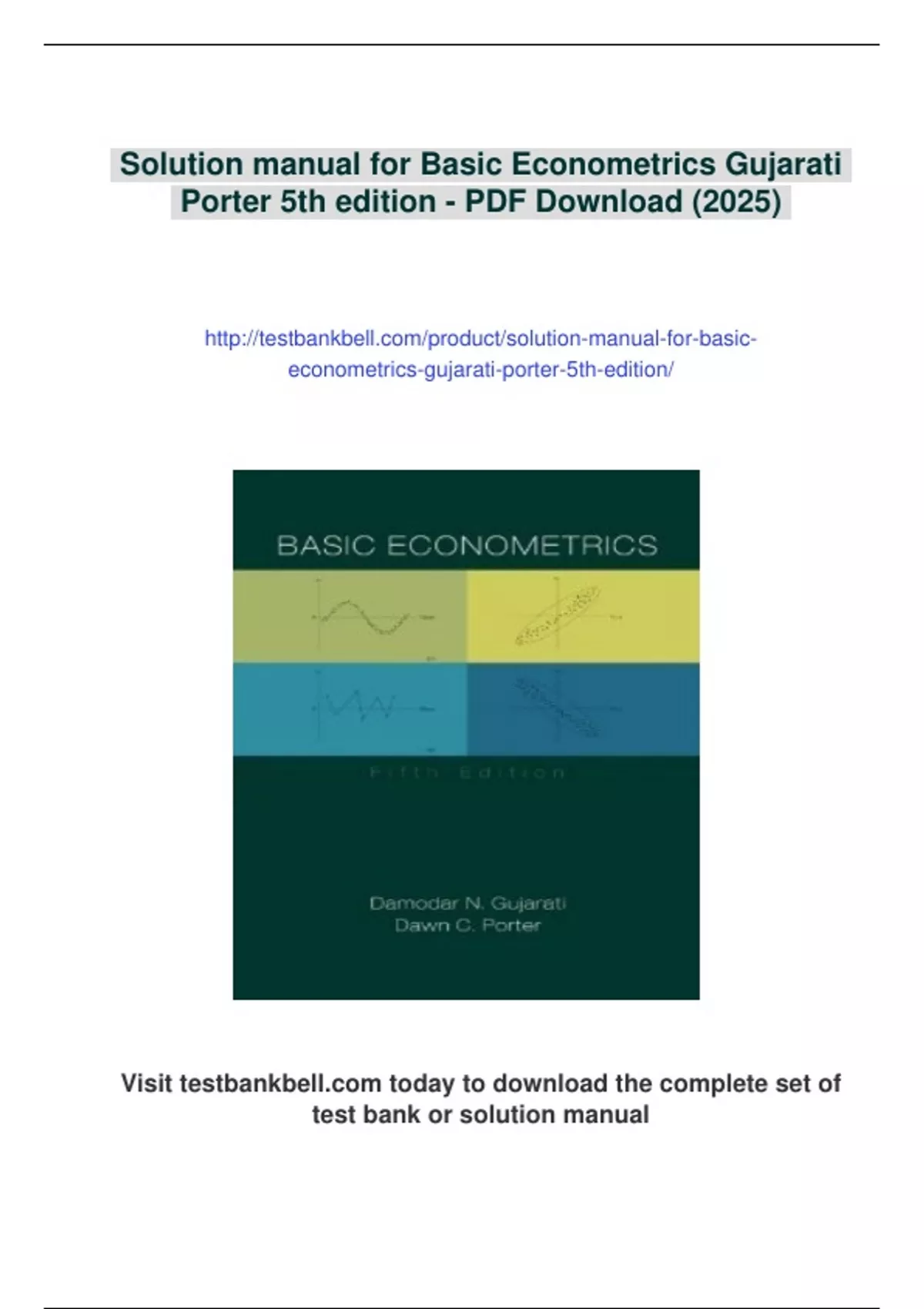 Summary Solution manual for Basic Econometrics Gujarati Porter 5th ...