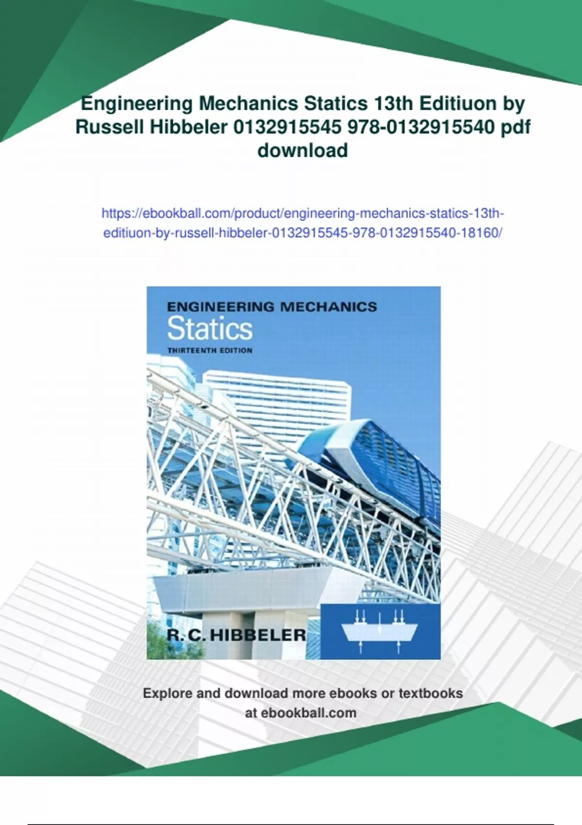 Summary Engineering Mechanics Statics 13th Editiuon by Russell Hibbeler ...