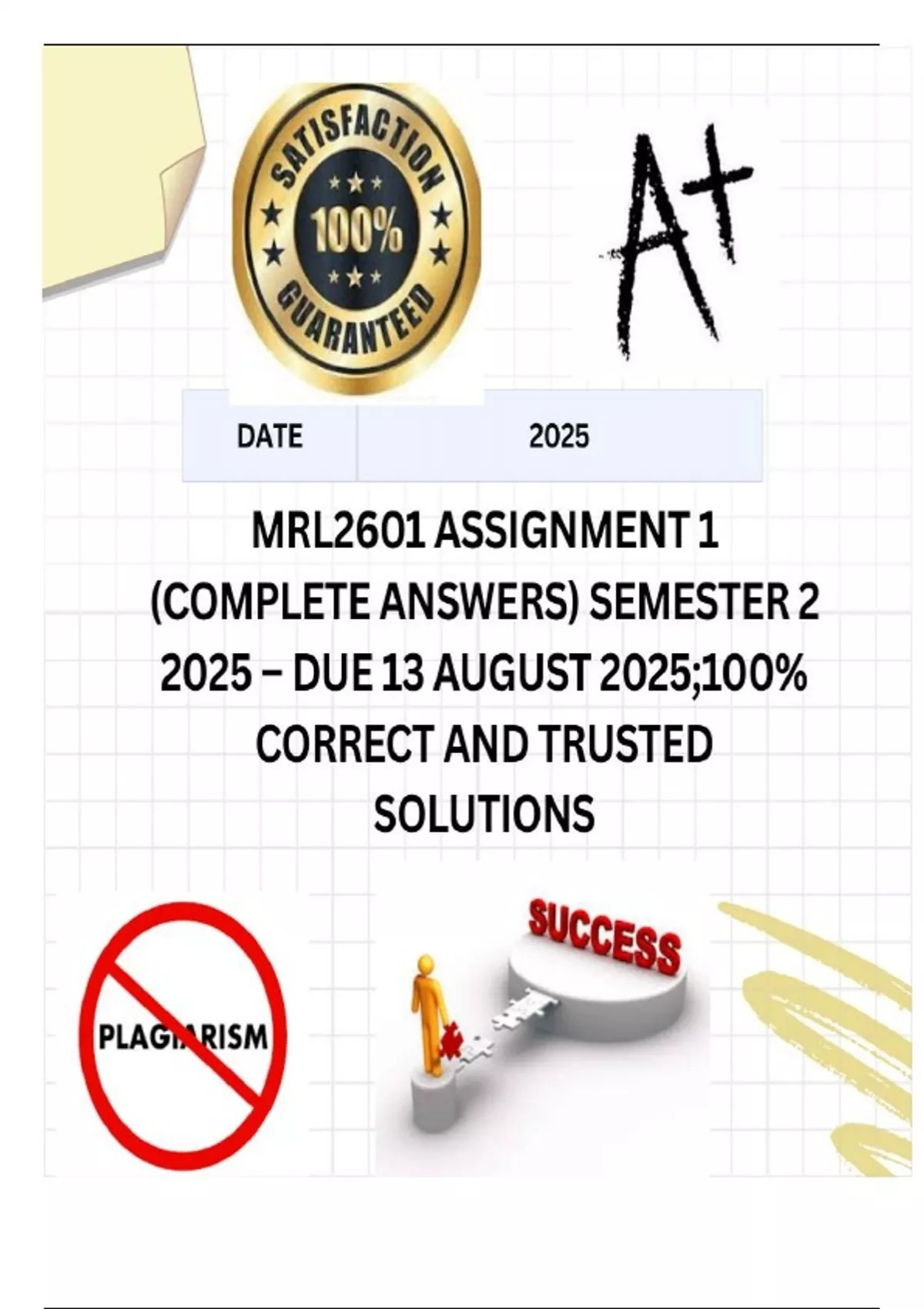 MRL2601 Assignment 1 (COMPLETE ANSWERS) Semester 2 2025 – DUE 13 august ...