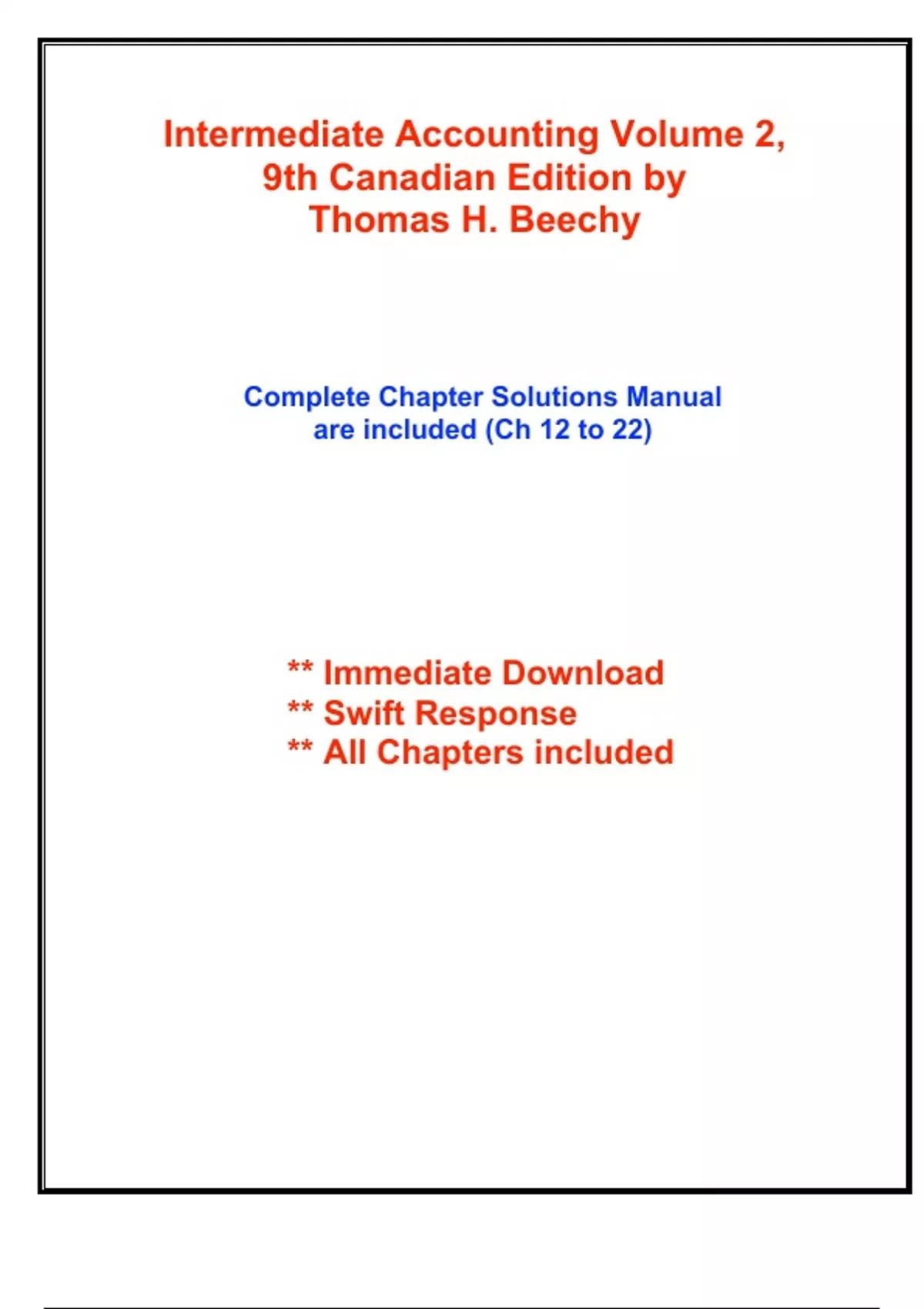 Solutions for Intermediate Accounting Volume 2, 9th Canadian Edition by ...