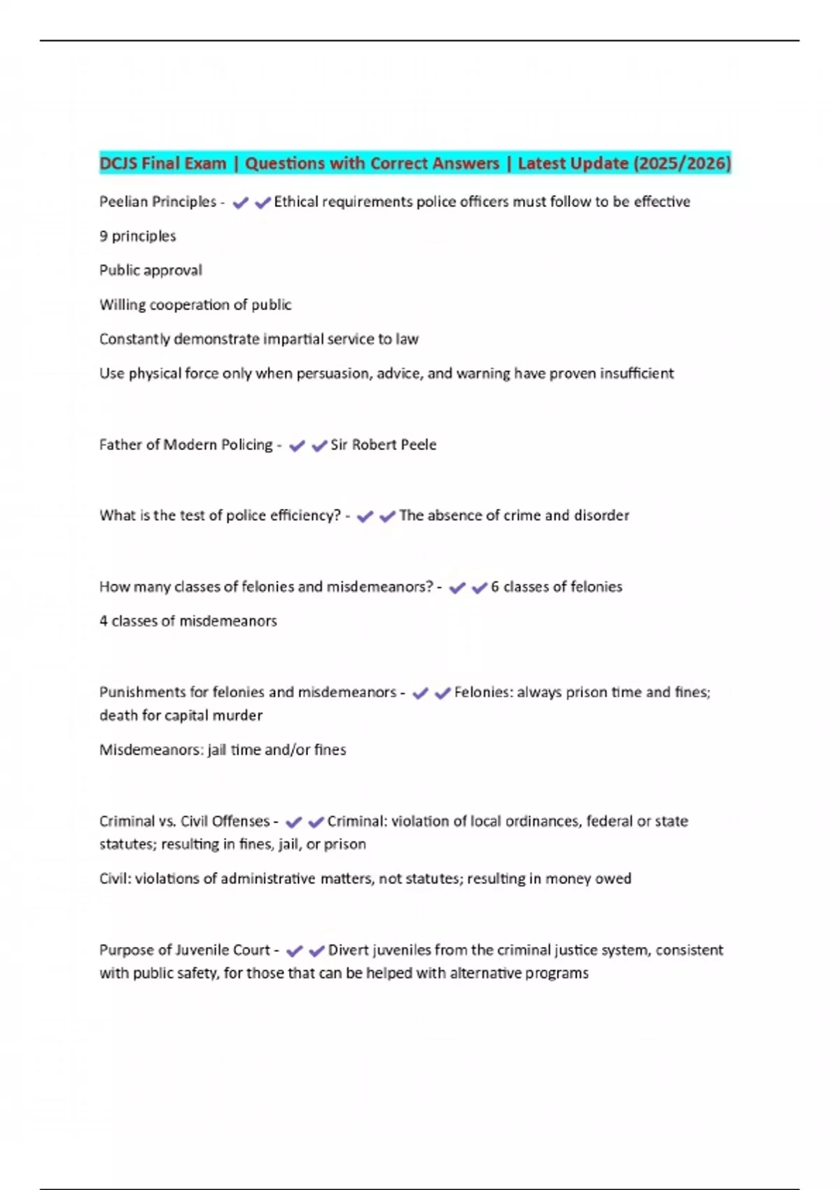 DCJS Final Exam | Questions with Correct Answers | Latest Update (2025/ ...