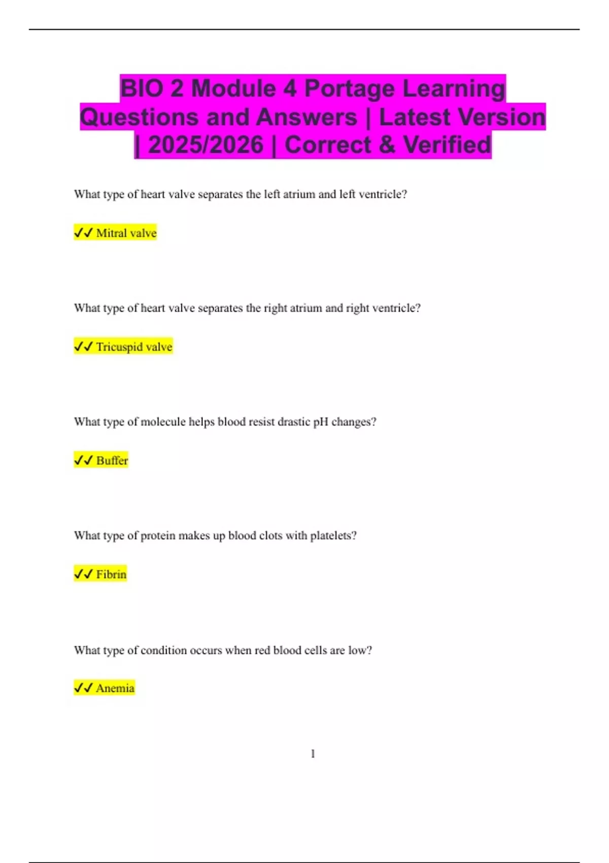 BIO 2 Module 4 Portage Learning Questions and Answers | Latest Version ...