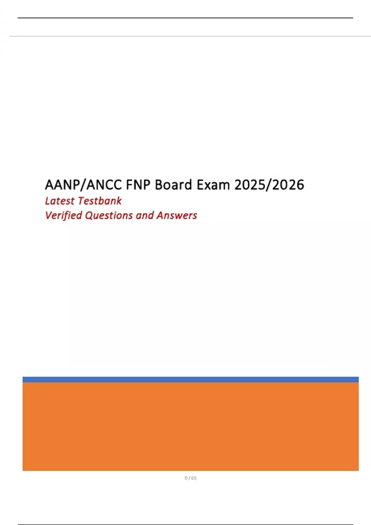 AANP-ANCC FNP Board Exam 2025/2026 Testbank Verified Questions and ...