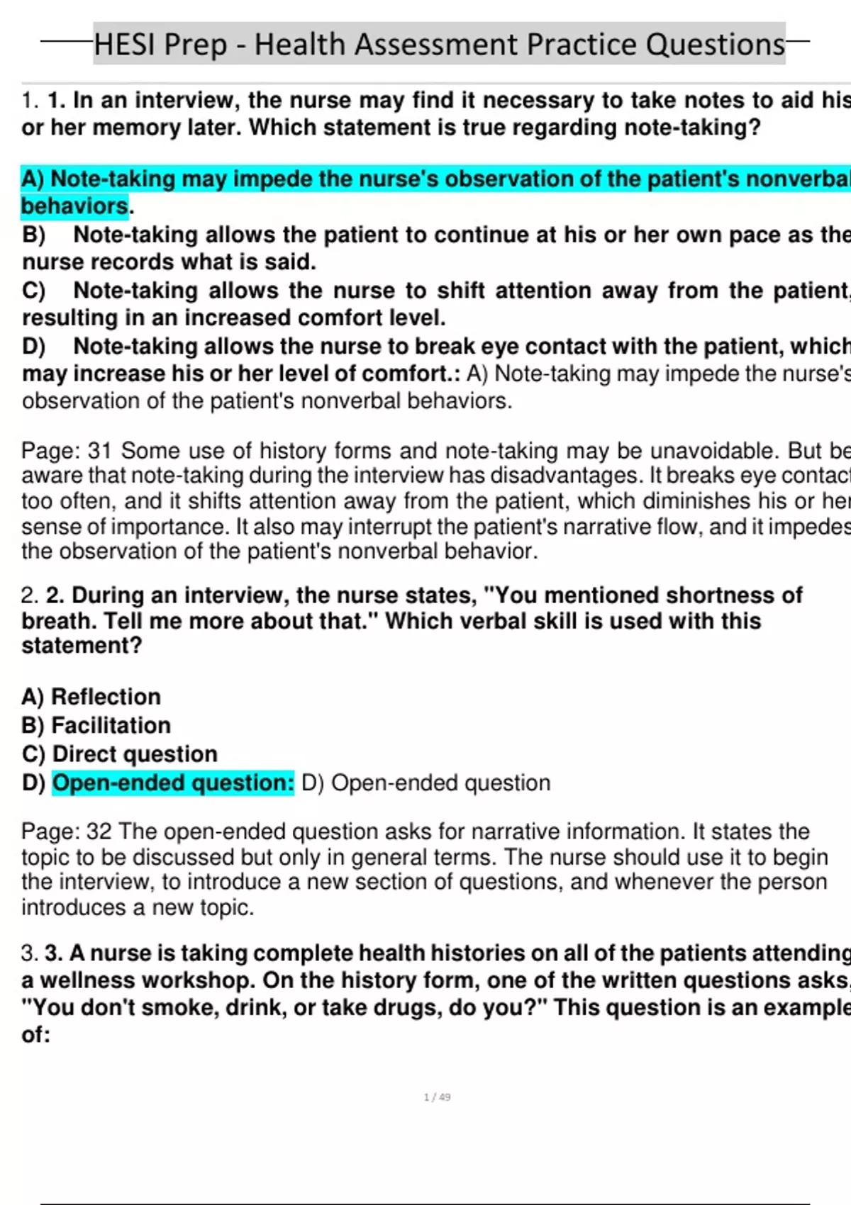 BSN 246 HESI Health Assessment Exam V2 (Latest Update) Questions and ...
