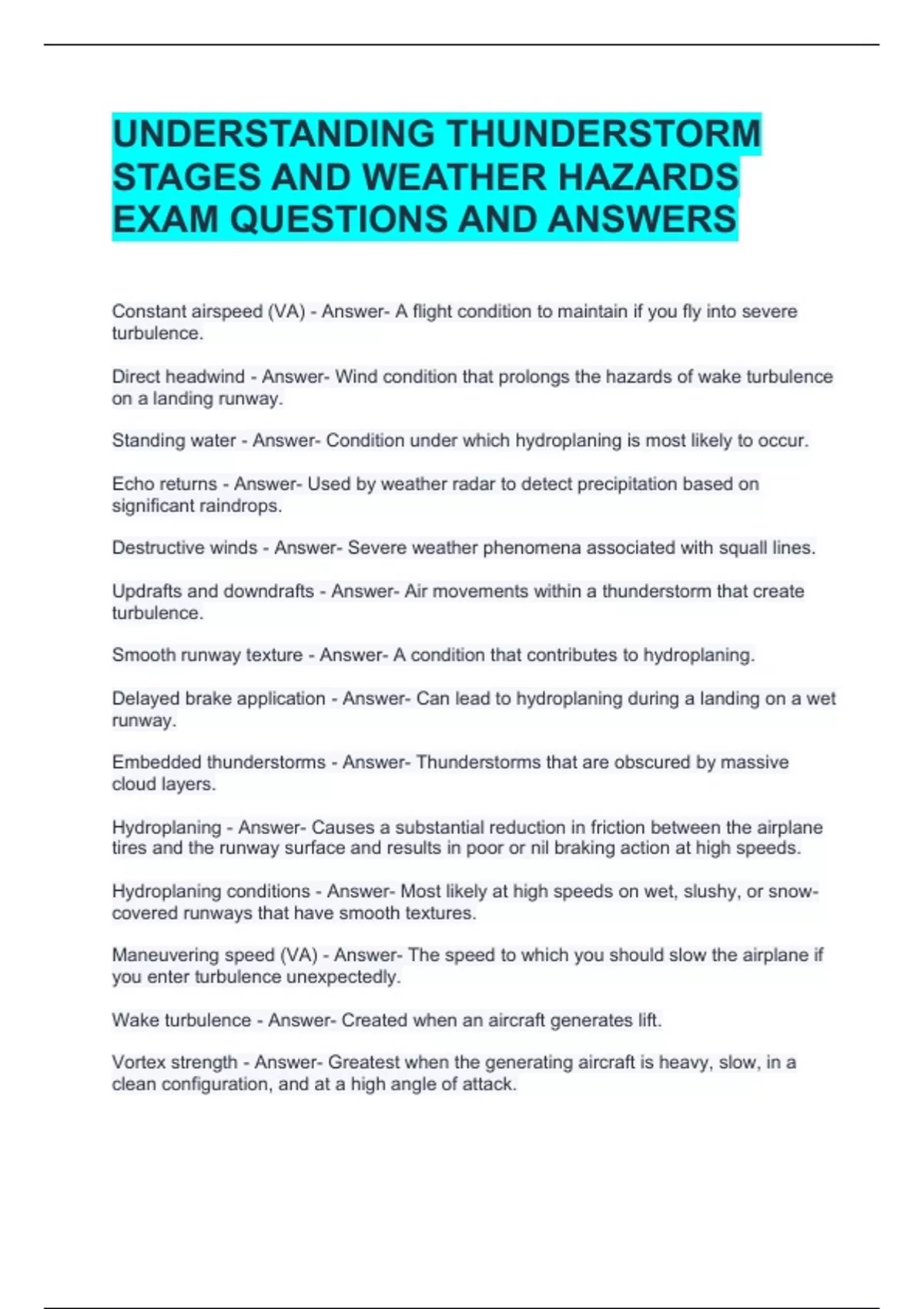 UNDERSTANDING THUNDERSTORM STAGES AND WEATHER HAZARDS EXAM QUESTIONS ...