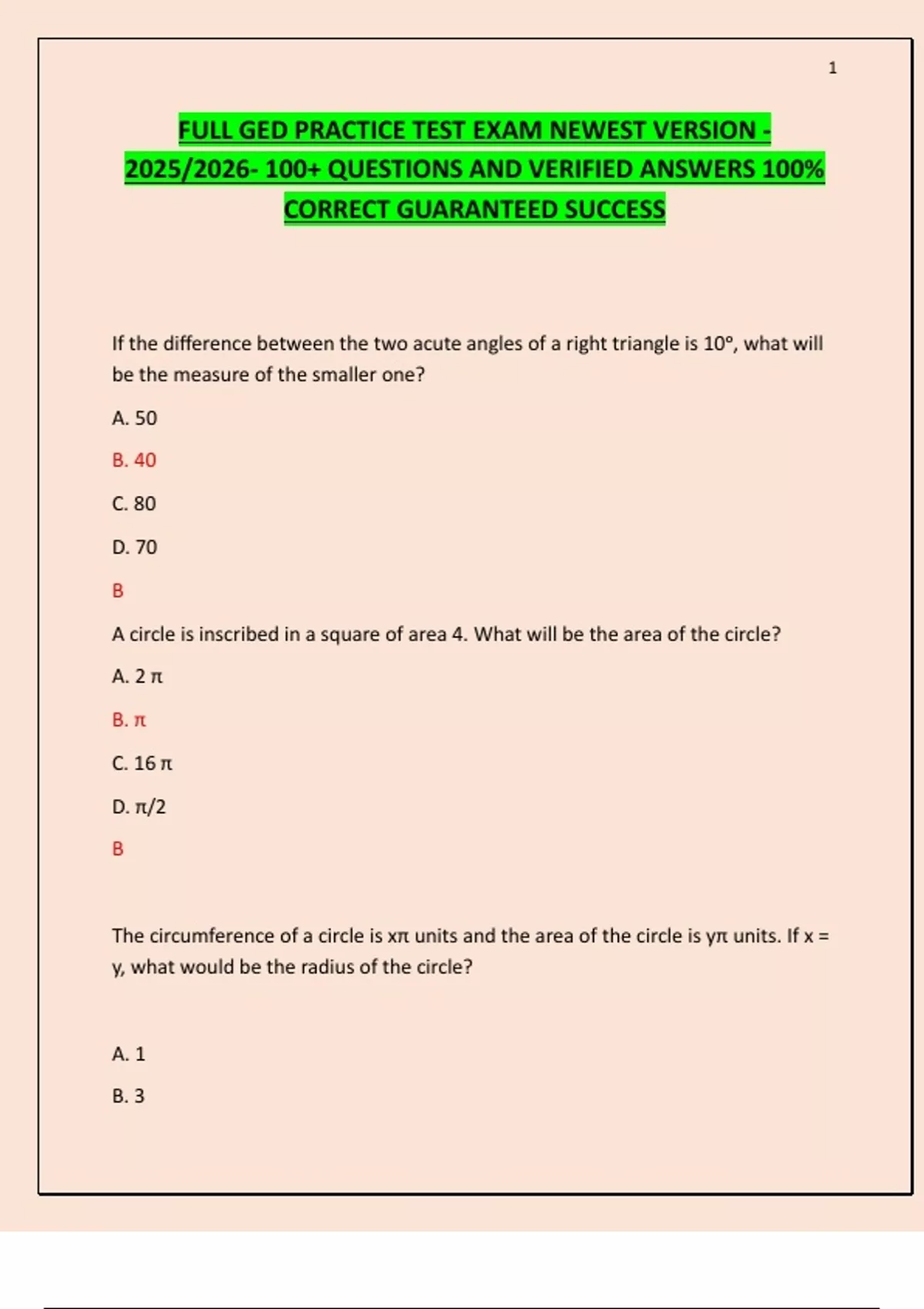 FULL GED PRACTICE TEST EXAM NEWEST VERSION 2025/2026- 100+ QUESTIONS ...