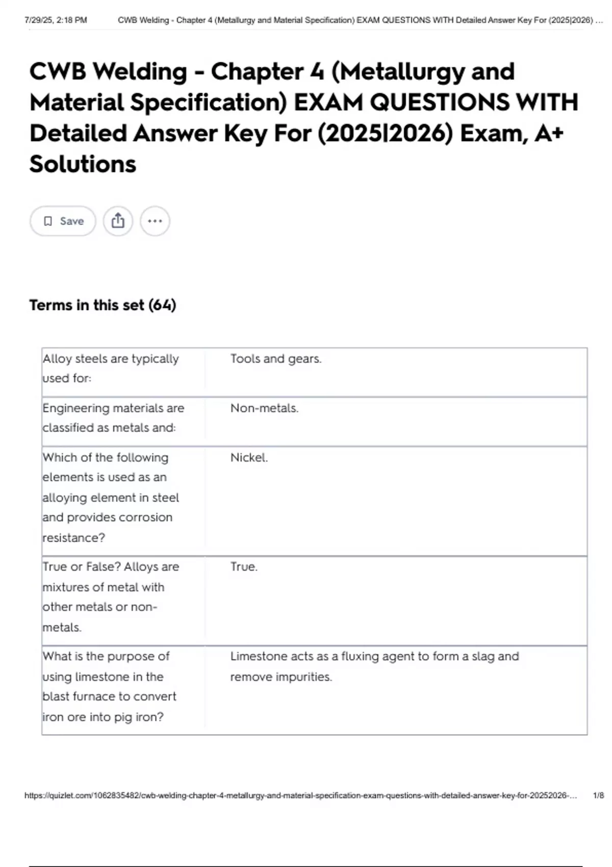 CWB Welding - Chapter 4 (Metallurgy and Material Specification) EXAM ...