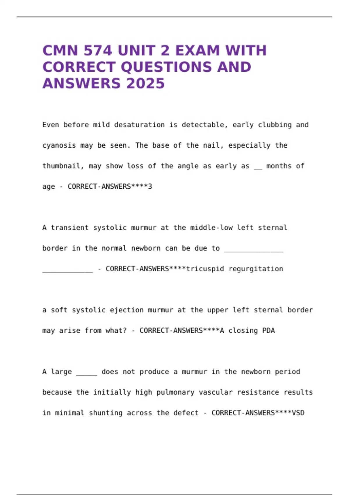 CMN 574 UNIT 2 EXAM WITH CORRECT QUESTIONS AND ANSWERS 2025 - CMN 574 ...