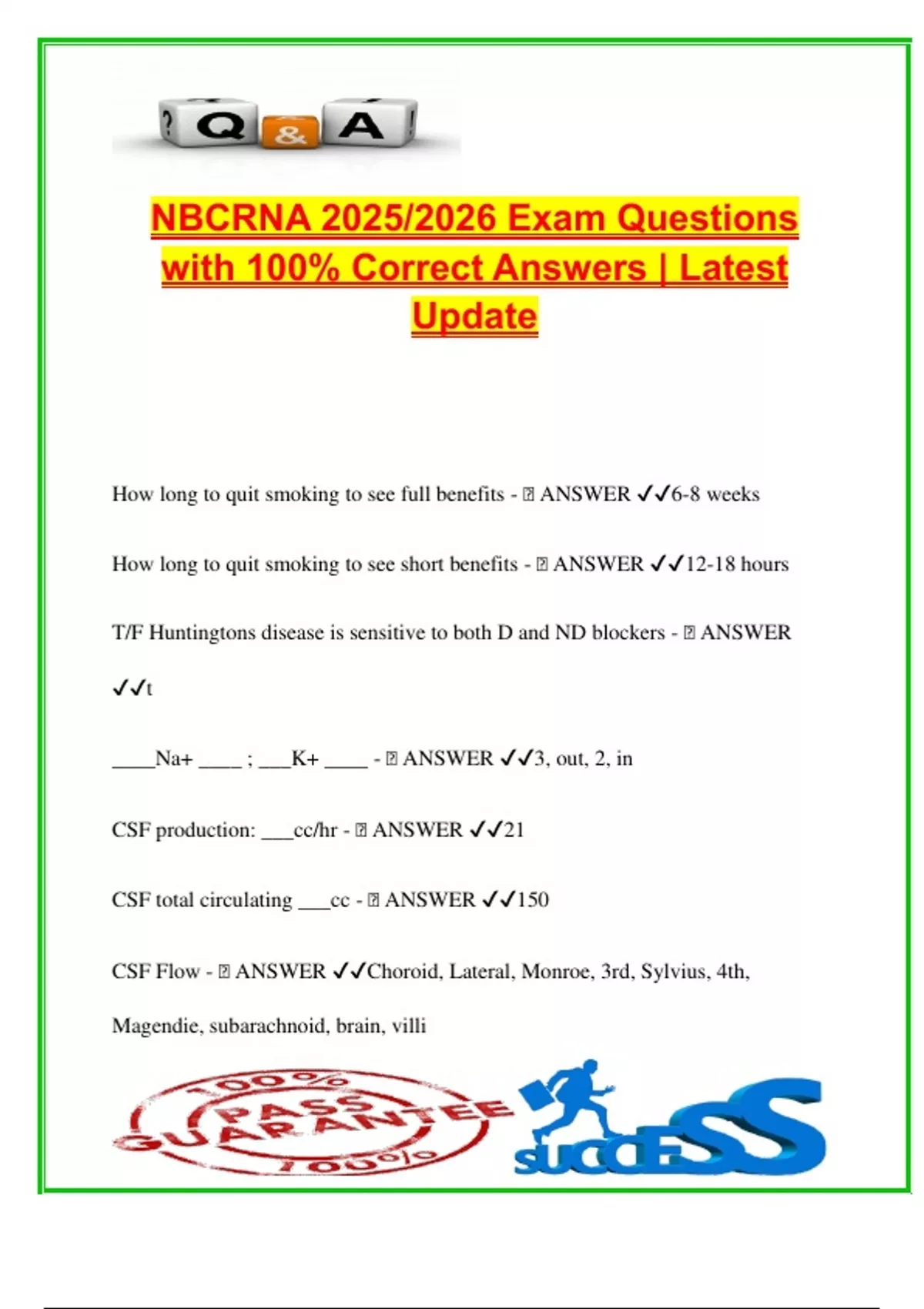 NBCRNA 2025/2026 Exam Guide – 150+ Solved Questions with Correct ...