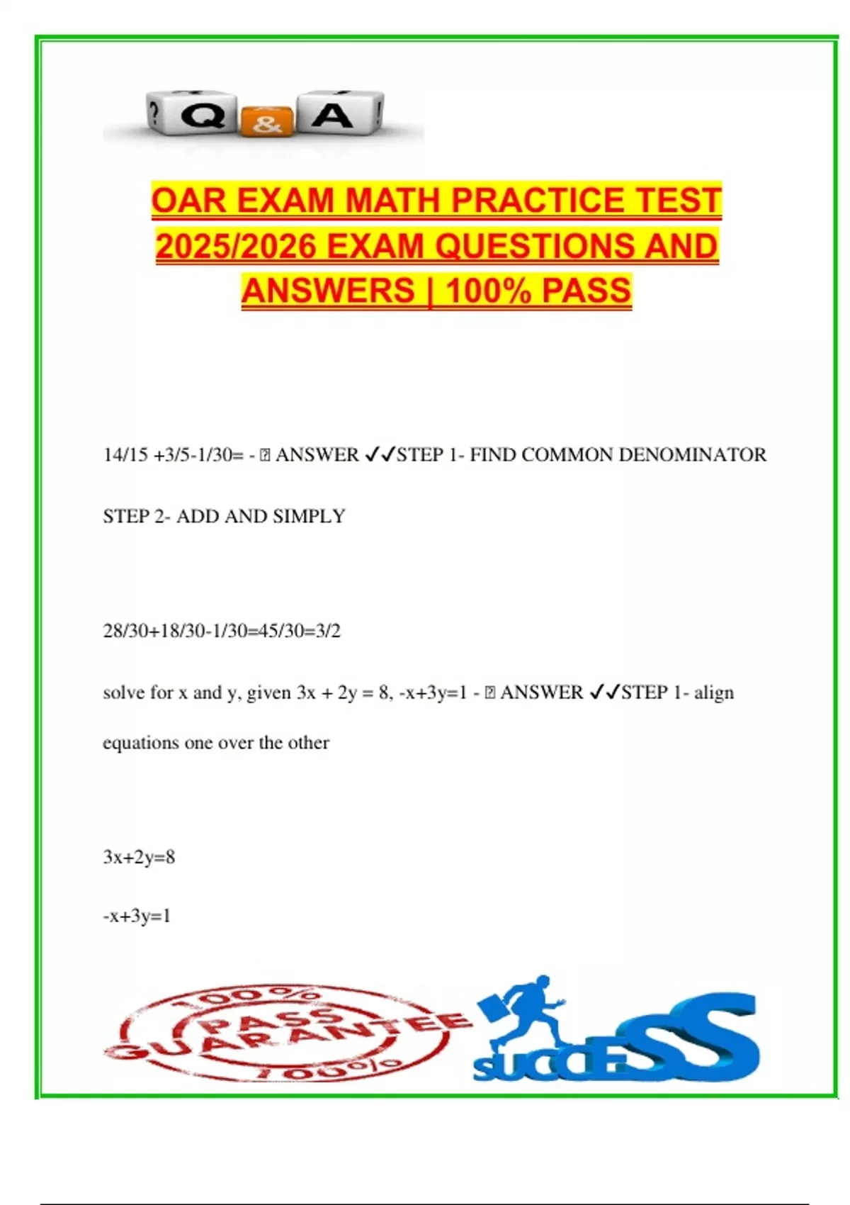 OAR Exam Math Practice Test 2025/2026 – 40+ Solved Word Problems ...