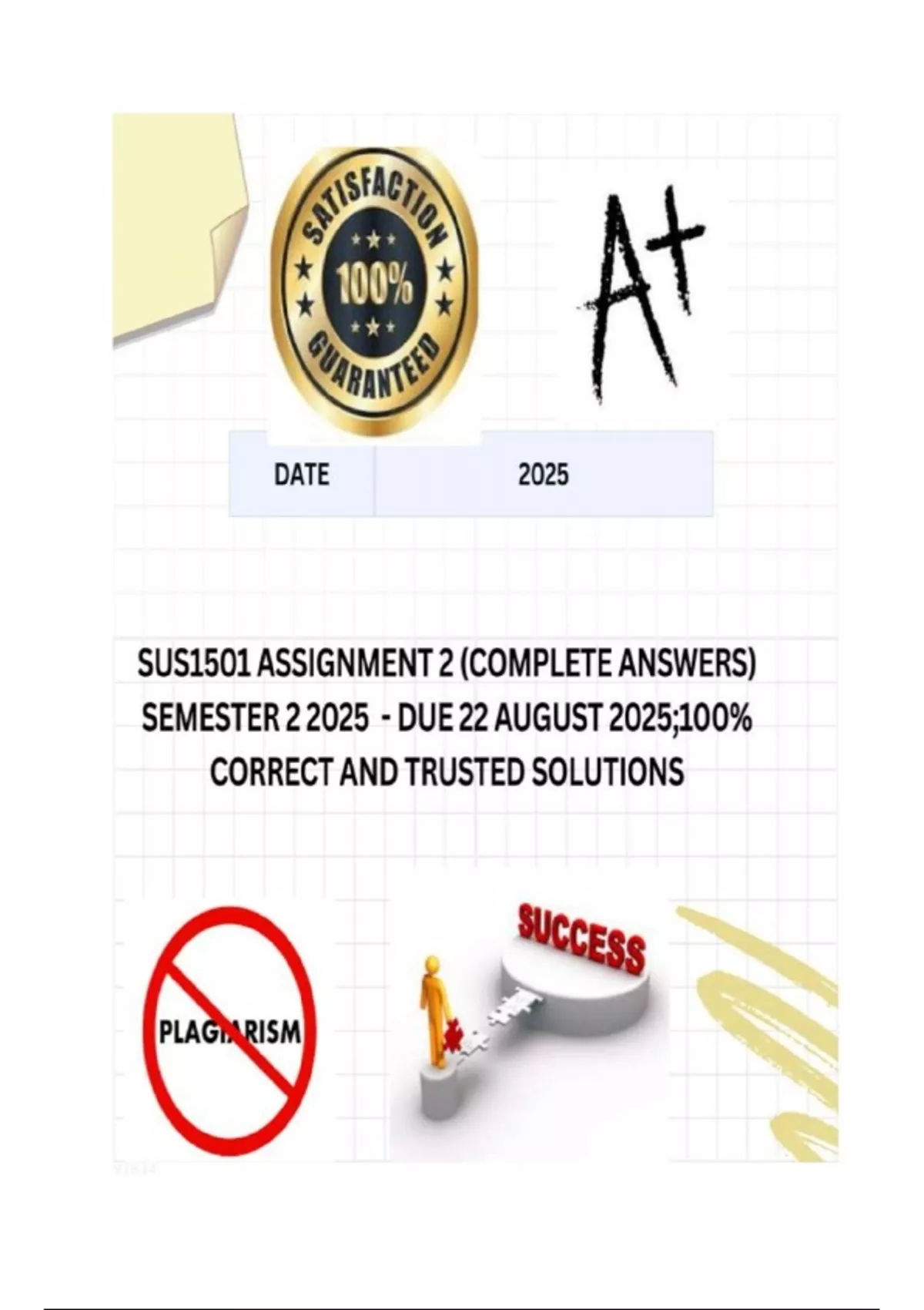 SUS1501 Assignment 2 (COMPLETE ANSWERS) Semester 2 2025 - DUE 22 August ...