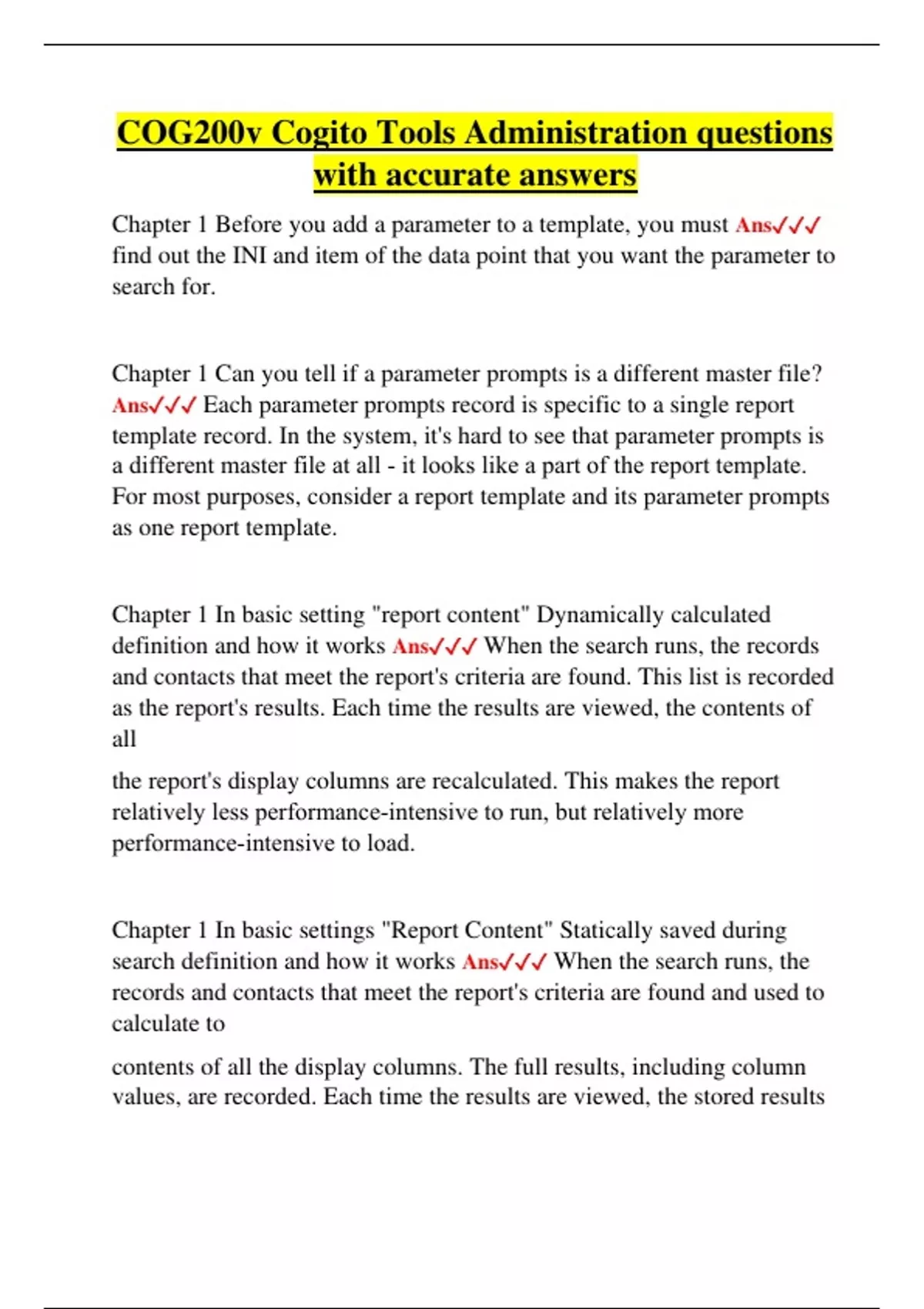 COG200v Cogito Tools Administration questions with accurate answers ...