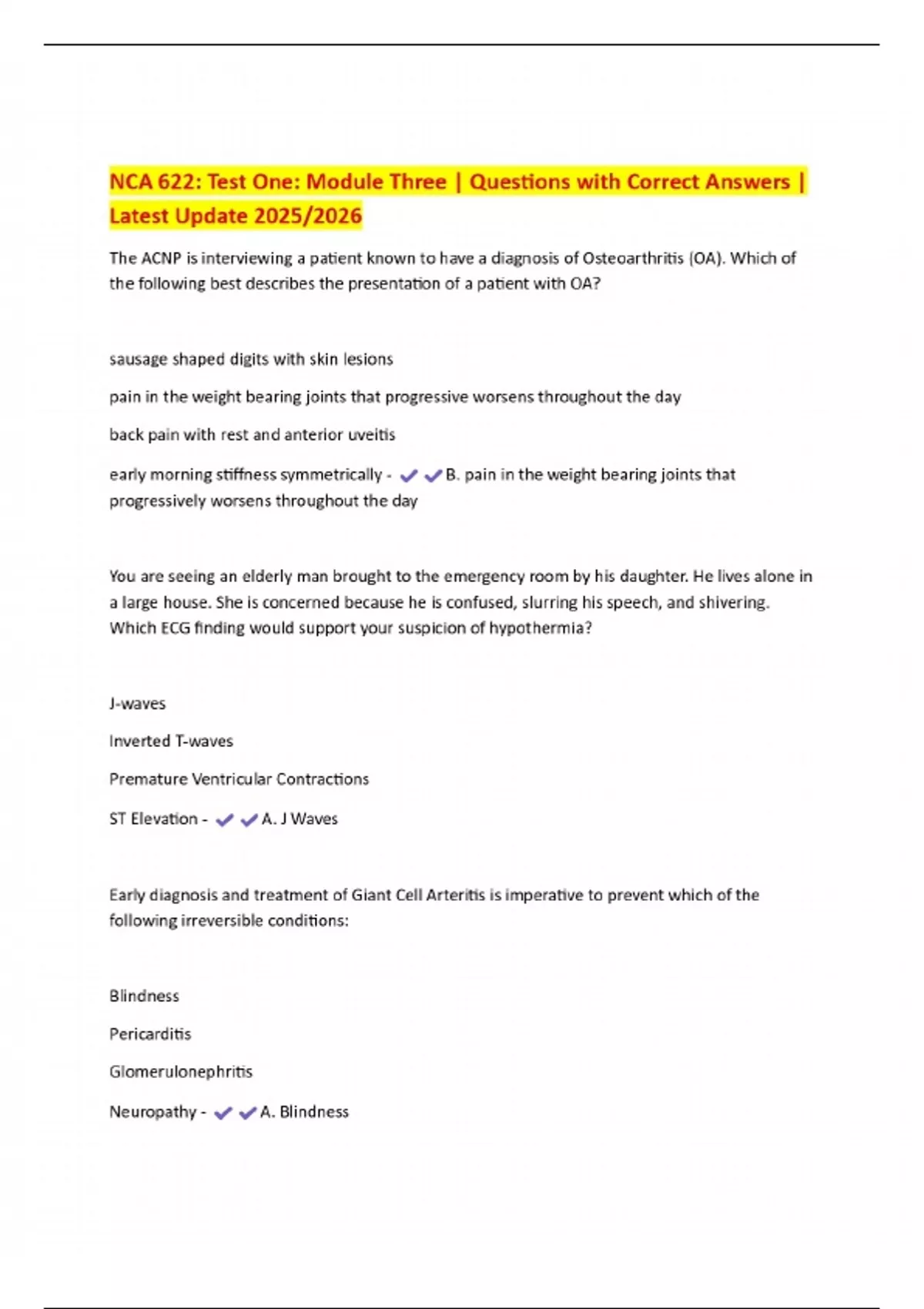 NCA 622: Test One: Module Three | Questions with Correct Answers ...