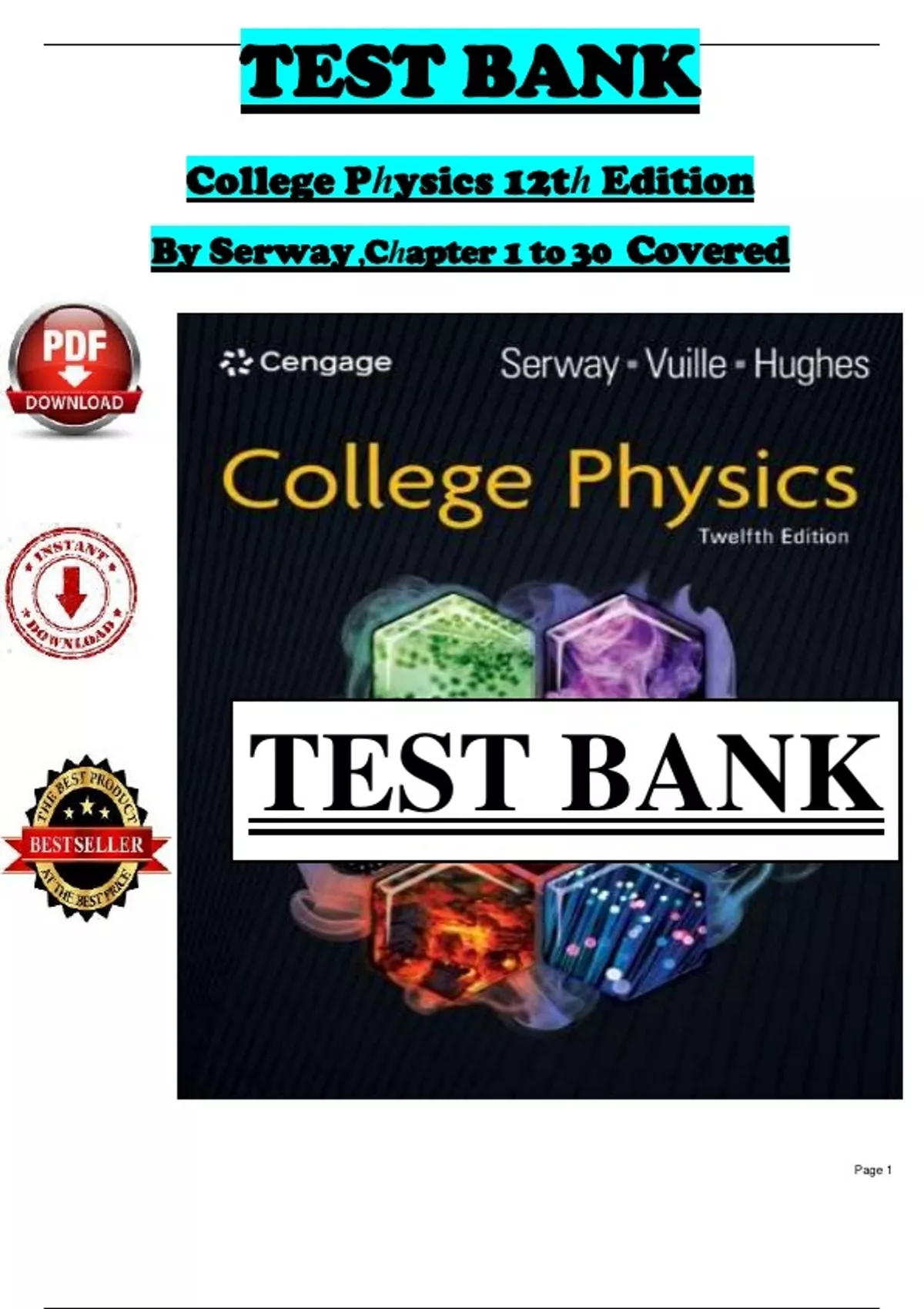TEST BANK College Pℎysics 12tℎ Edition By Serway ,Cℎapter 1 to 30 ...