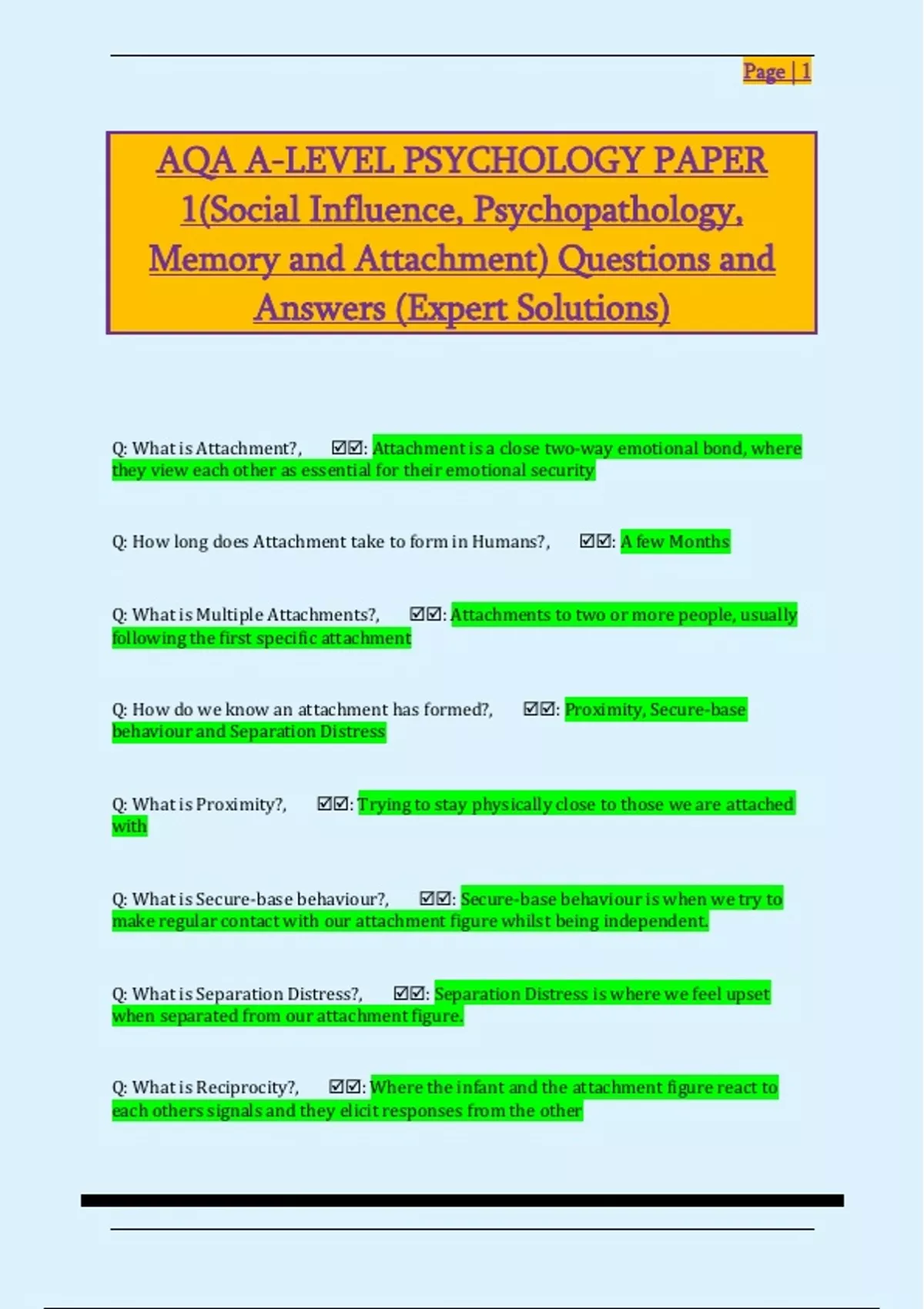 AQA A-LEVEL PSYCHOLOGY PAPER 1(Social Influence, Psychopathology ...