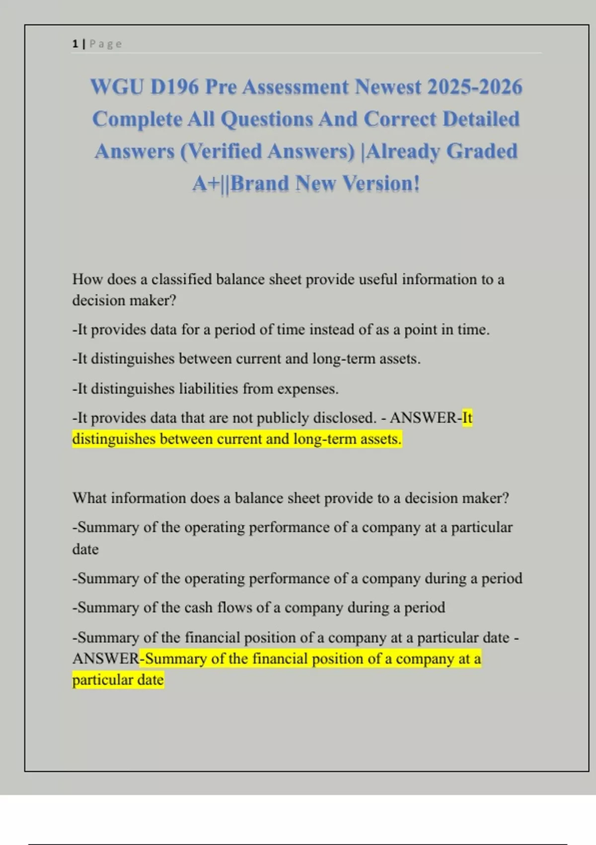 WGU D196 Objective Assessment Final Exam Version 3 Newest Complete All ...