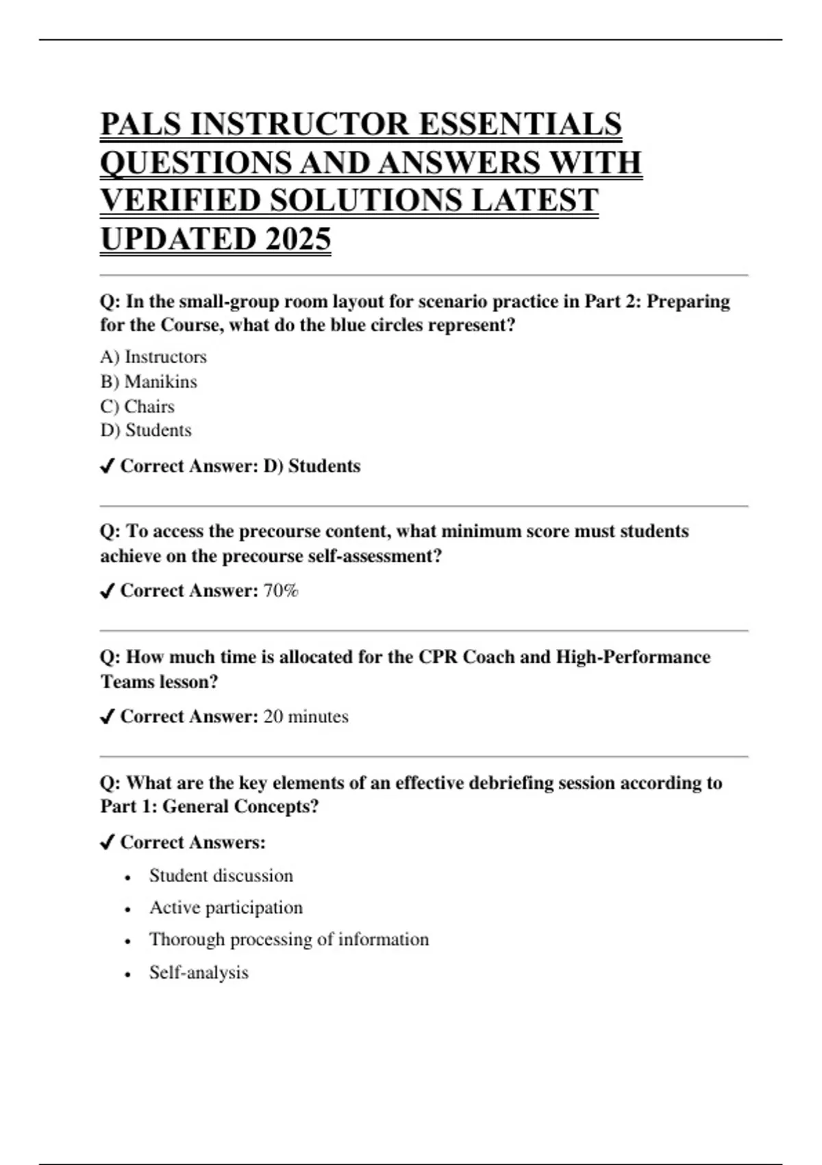 PALS INSTRUCTOR ESSENTIALS QUESTIONS AND ANSWERS WITH VERIFIED ...