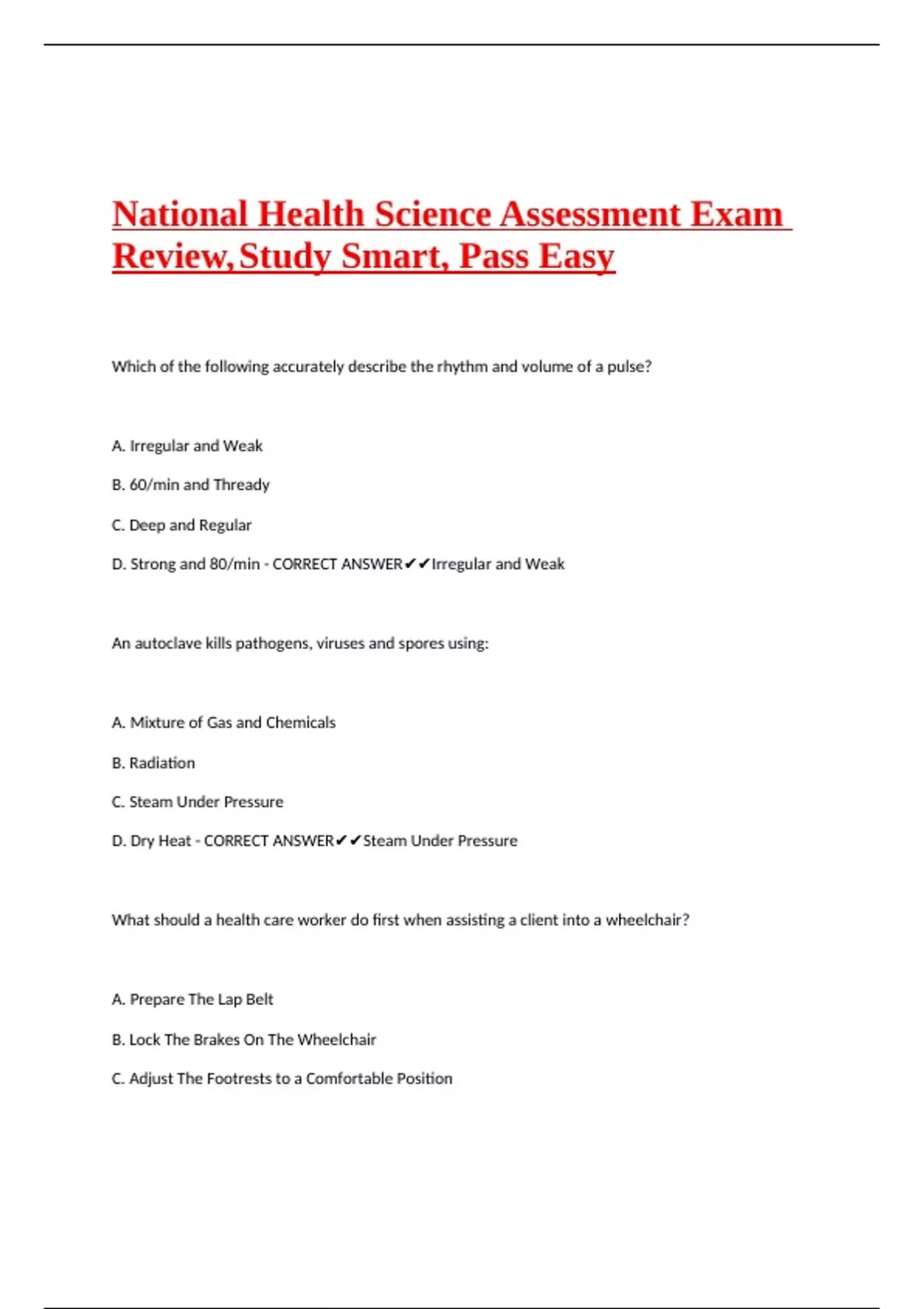 National Health Science Assessment Exam Review, Study Smart, Pass Easy ...