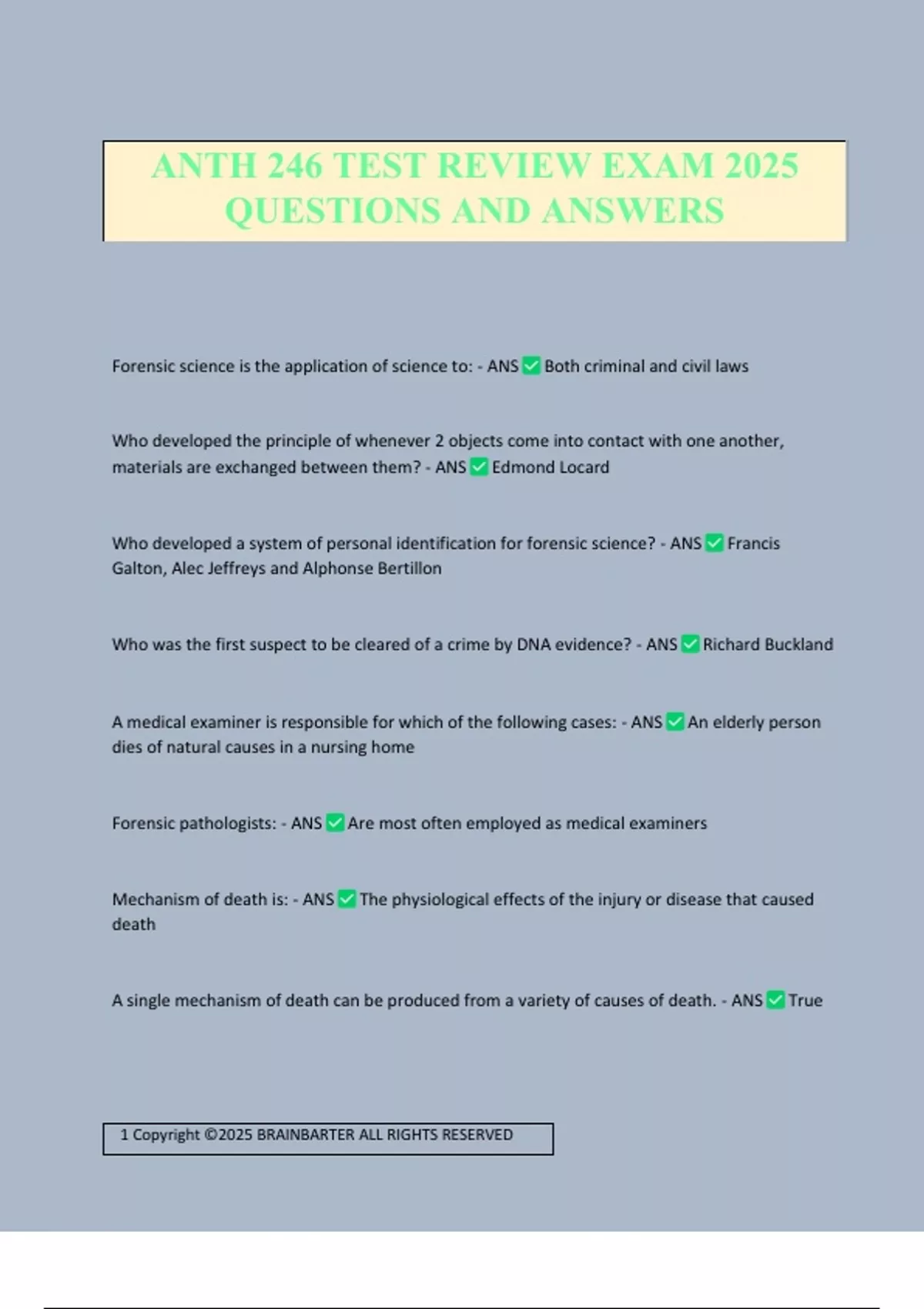ANTH 246 TEST REVIEW EXAM 2025 QUESTIONS AND ANSWERS - ANTH 246 - Stuvia US