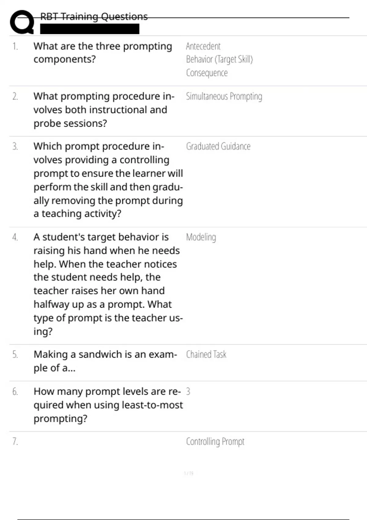 Actual Exam for RBT Training Questions (COMPLETE ANSWERS elaborations ...