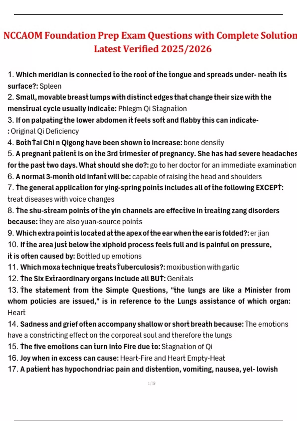 NCCAOM Foundations – Prep Exam Questions with Complete Solutions ...