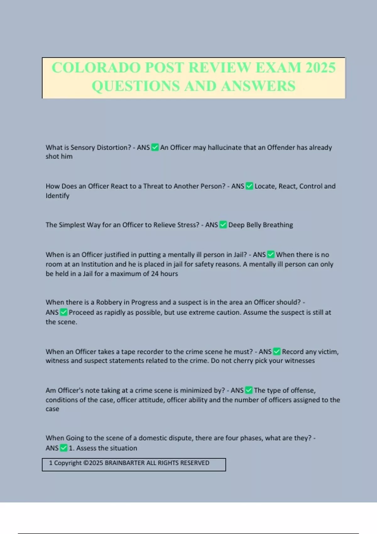 COLORADO POST REVIEW EXAM 2025 QUESTIONS AND ANSWERS - Colorado POST ...