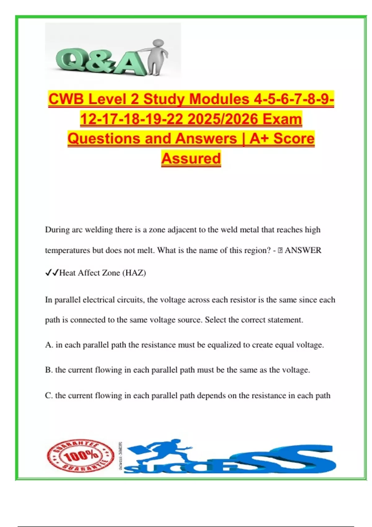 CWB Level 2 Welding Exam Q&A 2025/2026 – 350+ Questions – Welding ...