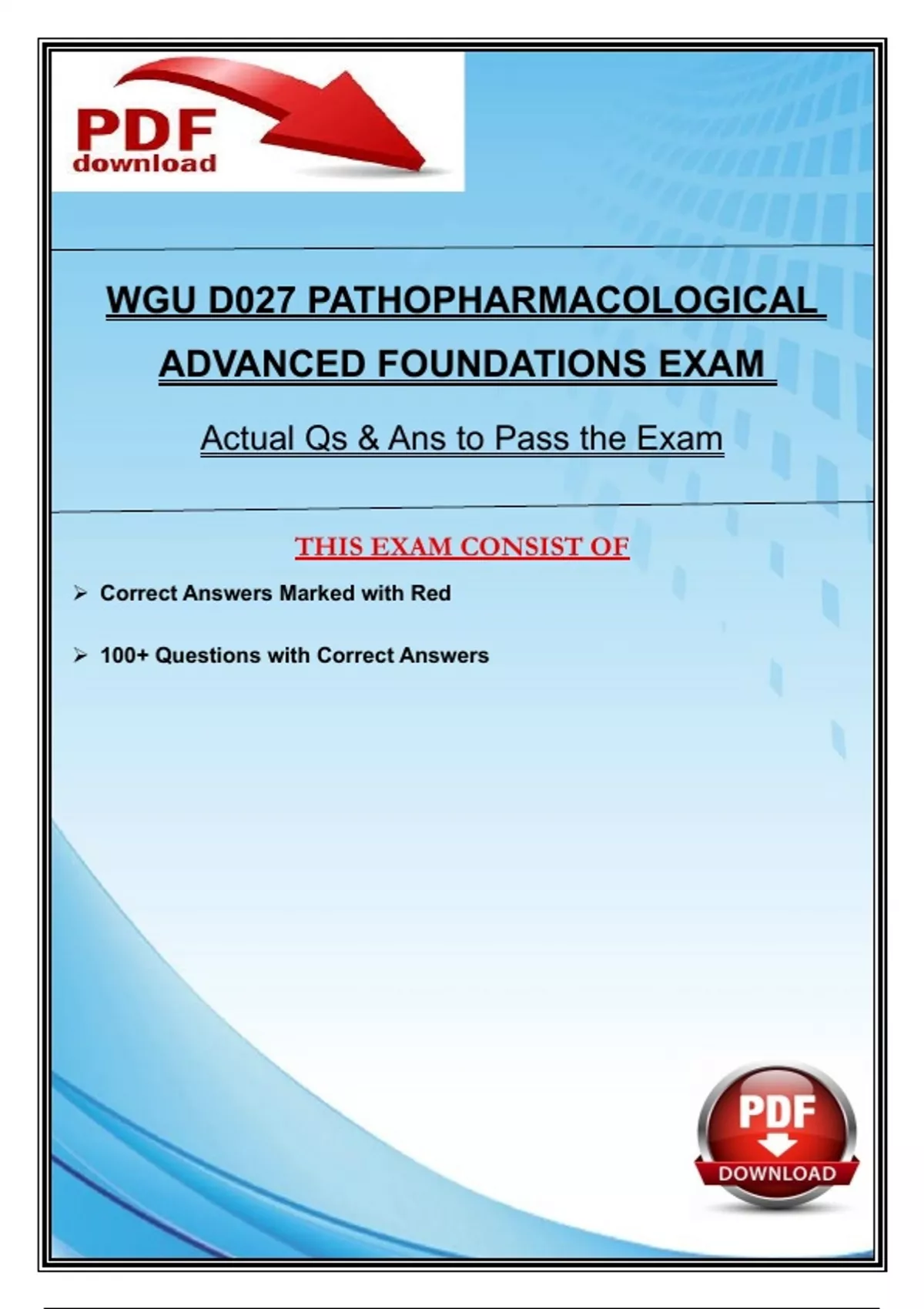 WGU D027 Pathopharmacological Advanced Foundations Exam | Real Qs ...