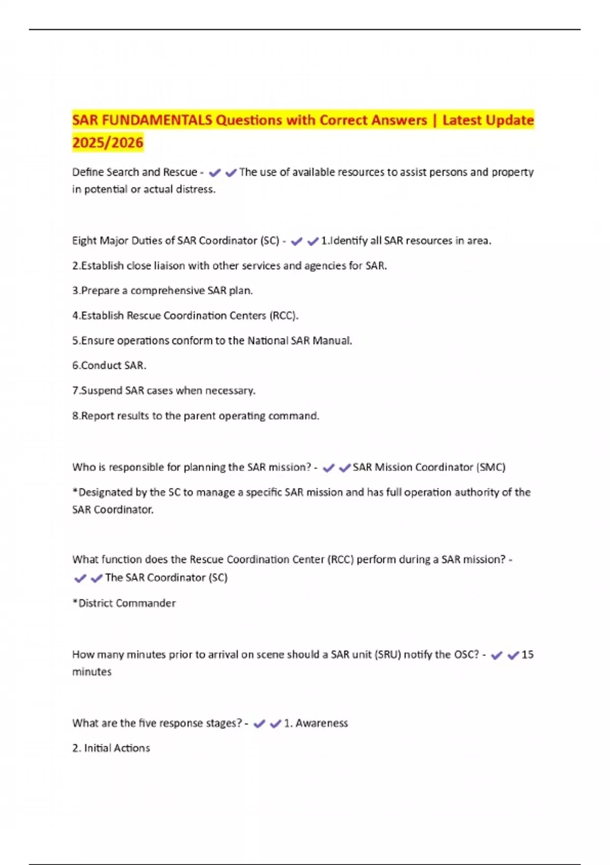 SAR FUNDAMENTALS Questions with Correct Answers | Latest Update 2025/ ...