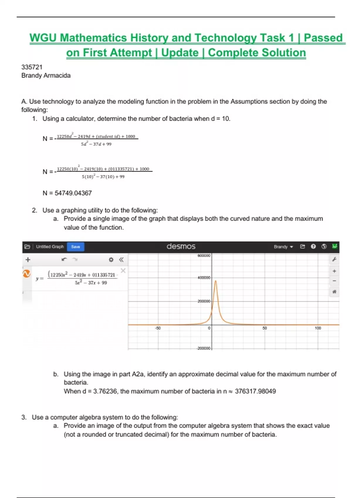 WGU Mathematics History and Technology Task 1 | Passed on First Attempt ...