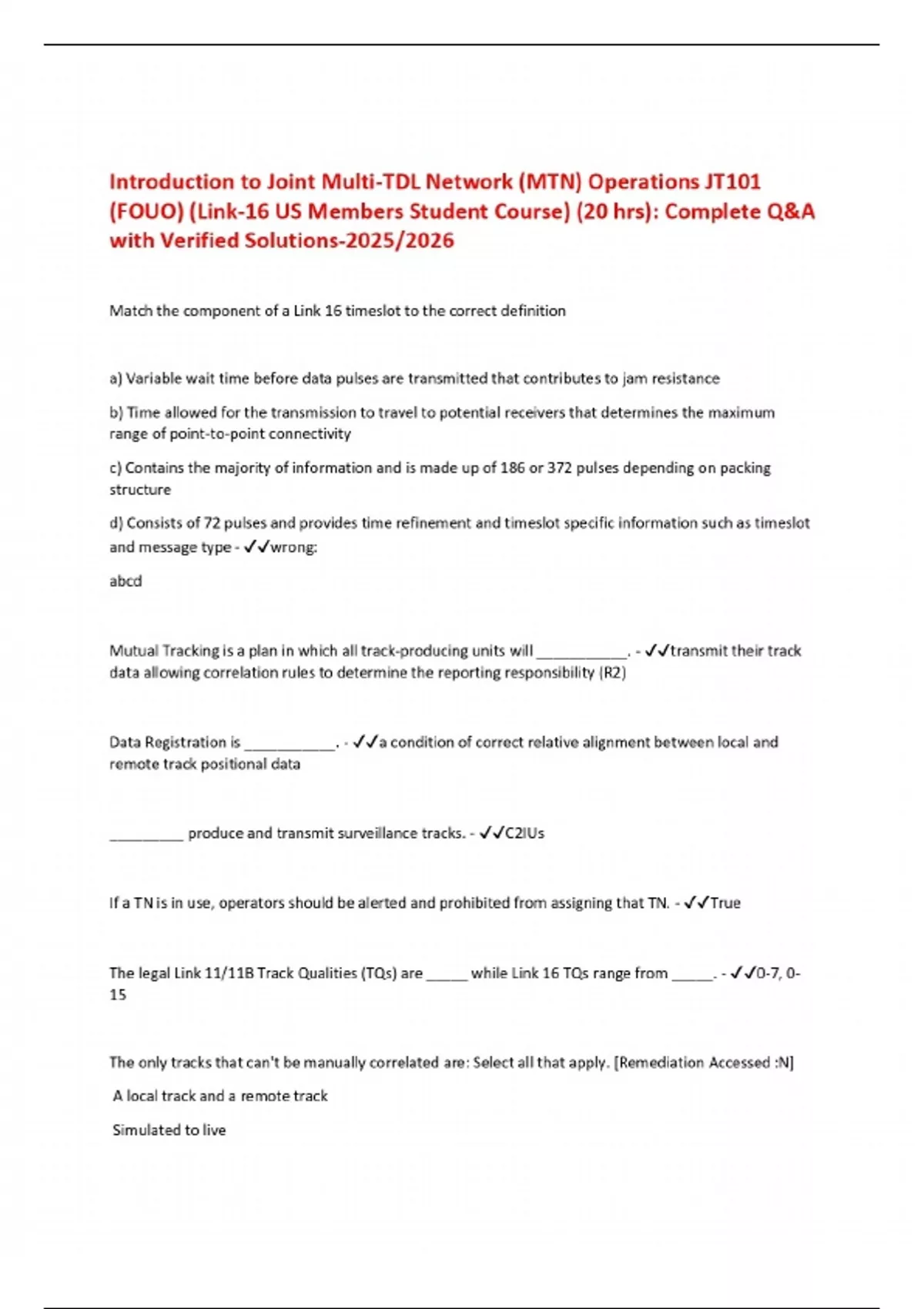 Introduction to Joint Multi-TDL Network (MTN) Operations JT101 (FOUO ...