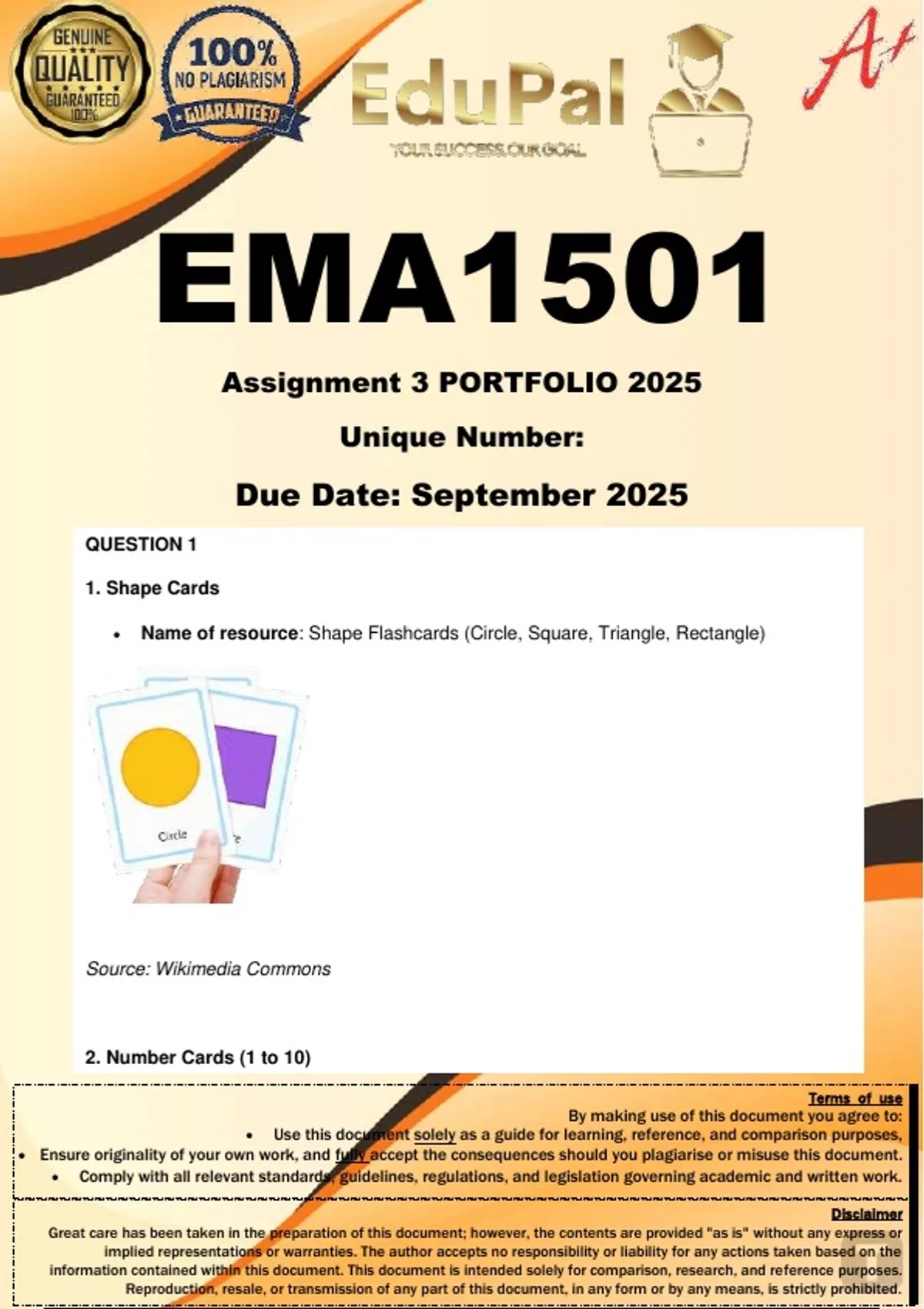 EMA1501 Assignment 3 (PORTFOLIO COMPLETE ANSWERS) 2025 - DUE August 2025 - Emergent Mathematics ...