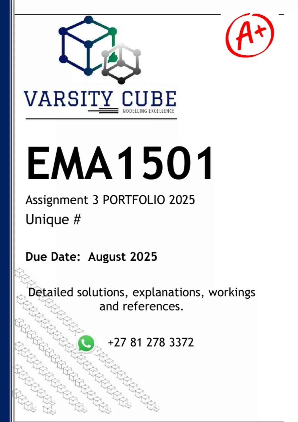EMA1501 Assignment 3 (DETAILED ANSWERS) 2025 - DISTINCTION GUARANTEED - Emergent Mathematics ...