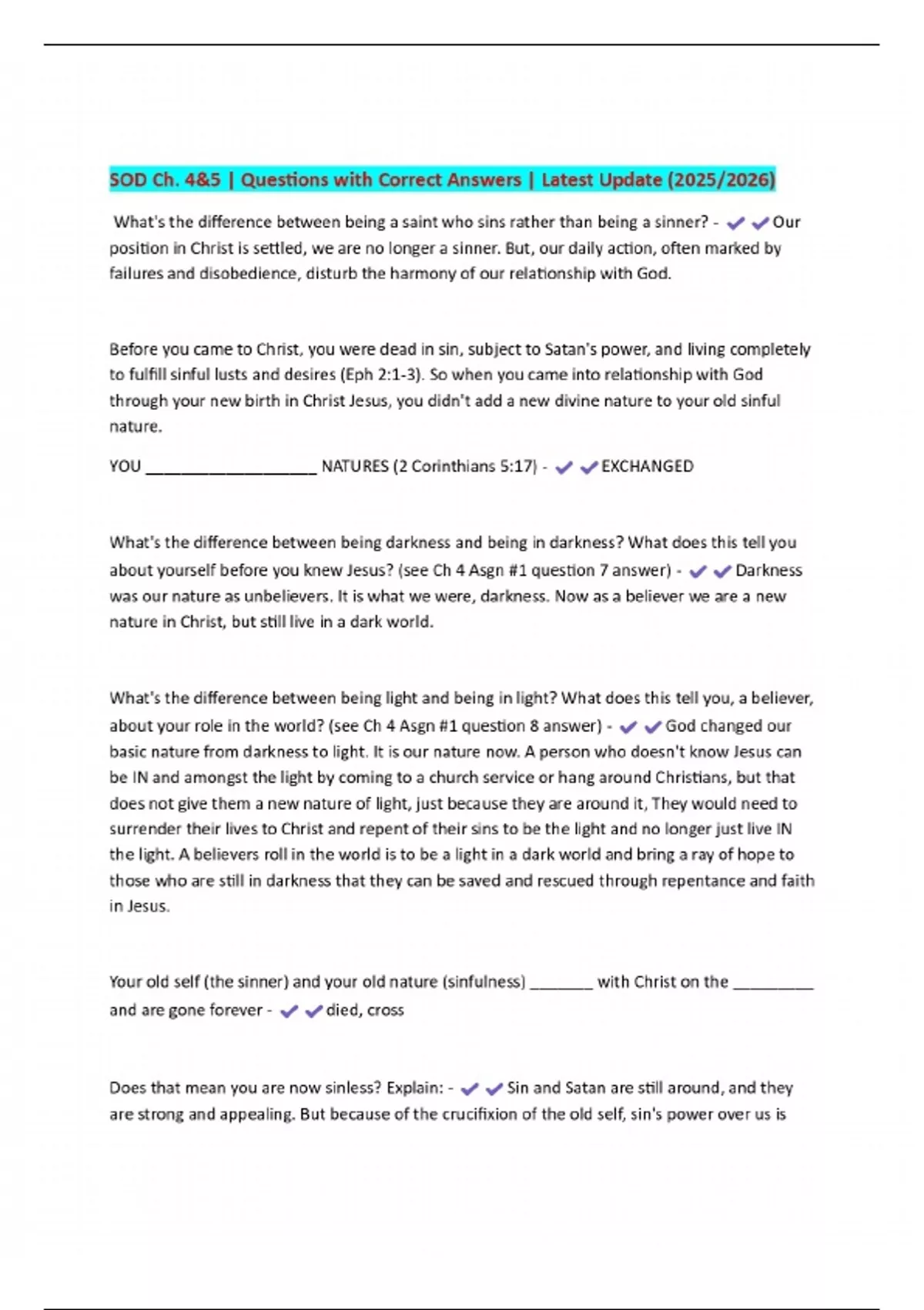 SOD Ch. 4&5 | Questions with Correct Answers | Latest Update (2025/2026 ...