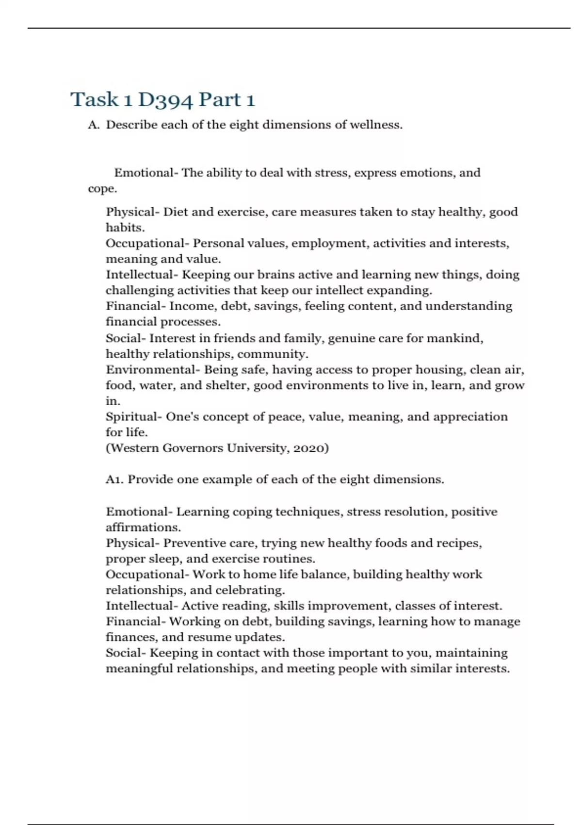 WGU Task 1 D394 Part 1 & 2, complete questions and answers updated 2025 ...