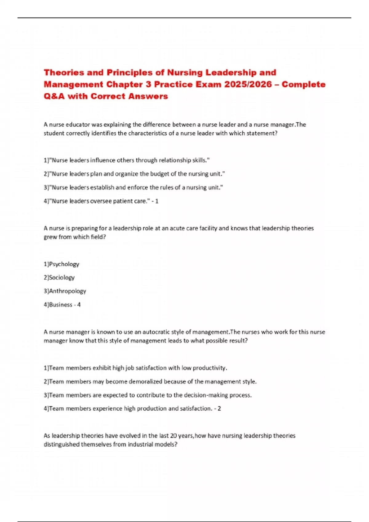 Theories and Principles of Nursing Leadership and Management Chapter 3 ...