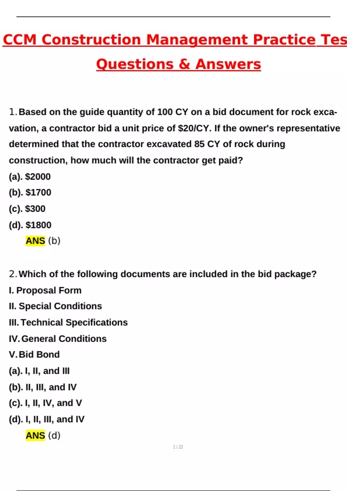 CCM Construction Management Practice Test (Latest 2025 / 2026 Update ...